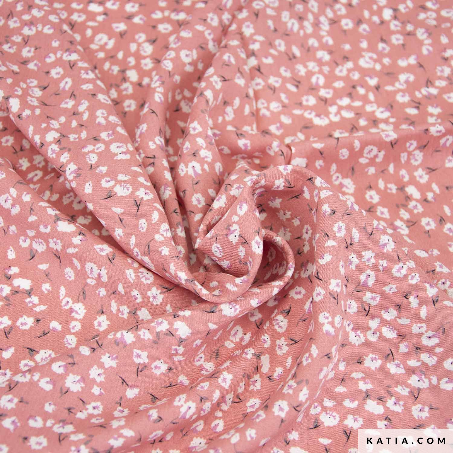 Azalea Pink Print viscose fabric - Spring / Summer | Katia.com