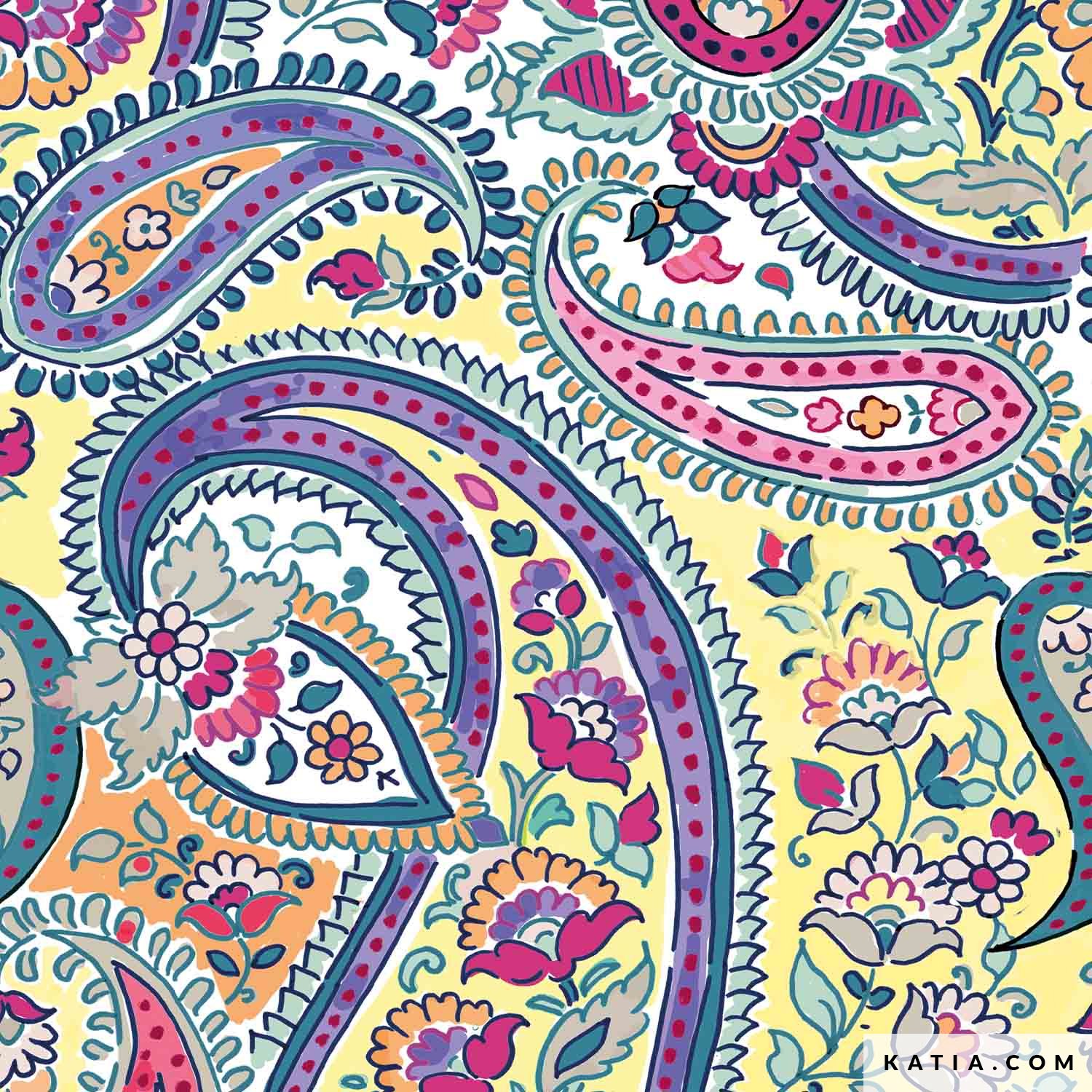 Tela de viscosa Ecoviscose Indian Paisley - Primavera / Verano | Katia.com