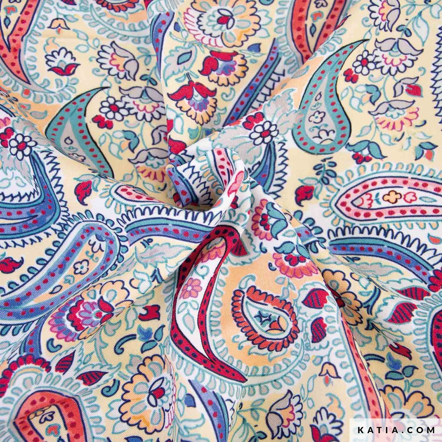 Tissu en viscose Ecoviscose Indian Paisley - Printemps / Été | Katia.com