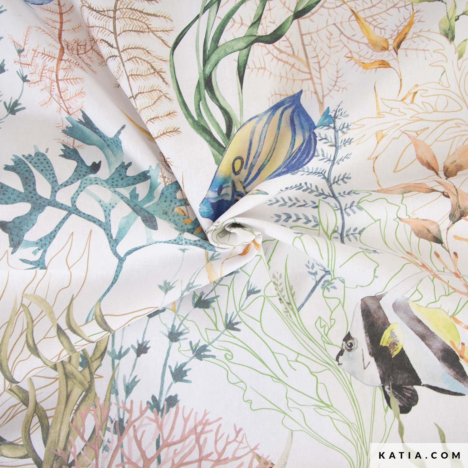 Coral Reef Print Recycled Canvas Fabric - | Katia.com