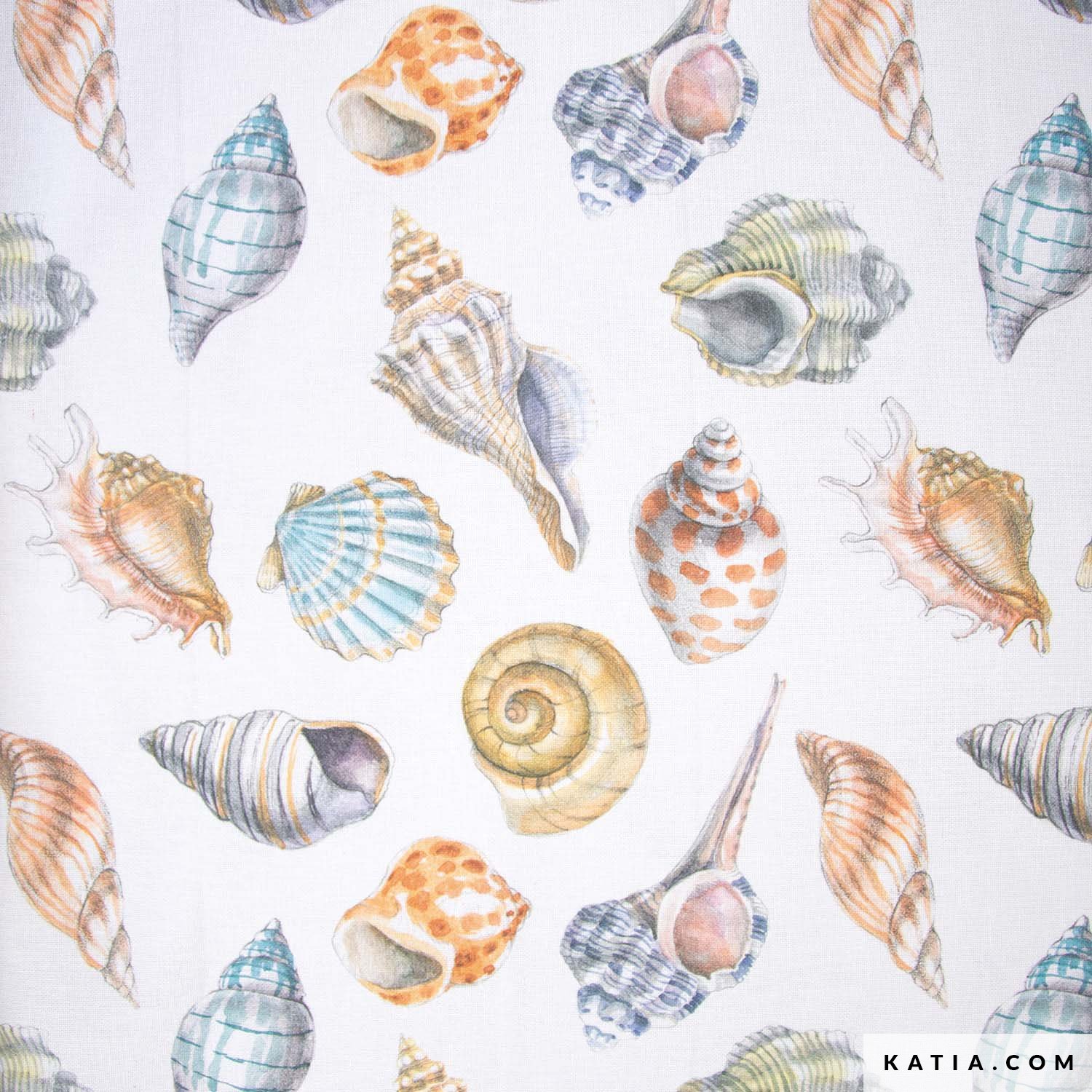 Sea Shells Print Recycled Canvas Fabric - | Katia.com