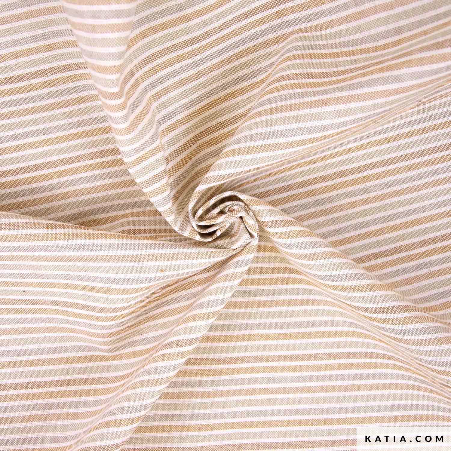 Tissu en toile recyclée à fines rayures Slim Green - | Katia.com