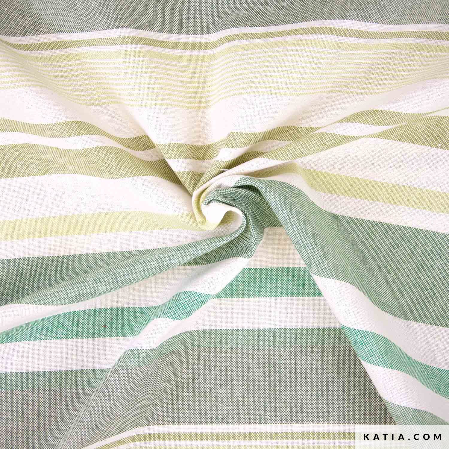 Tissu en toile recyclée à rayures Green - | Katia.com
