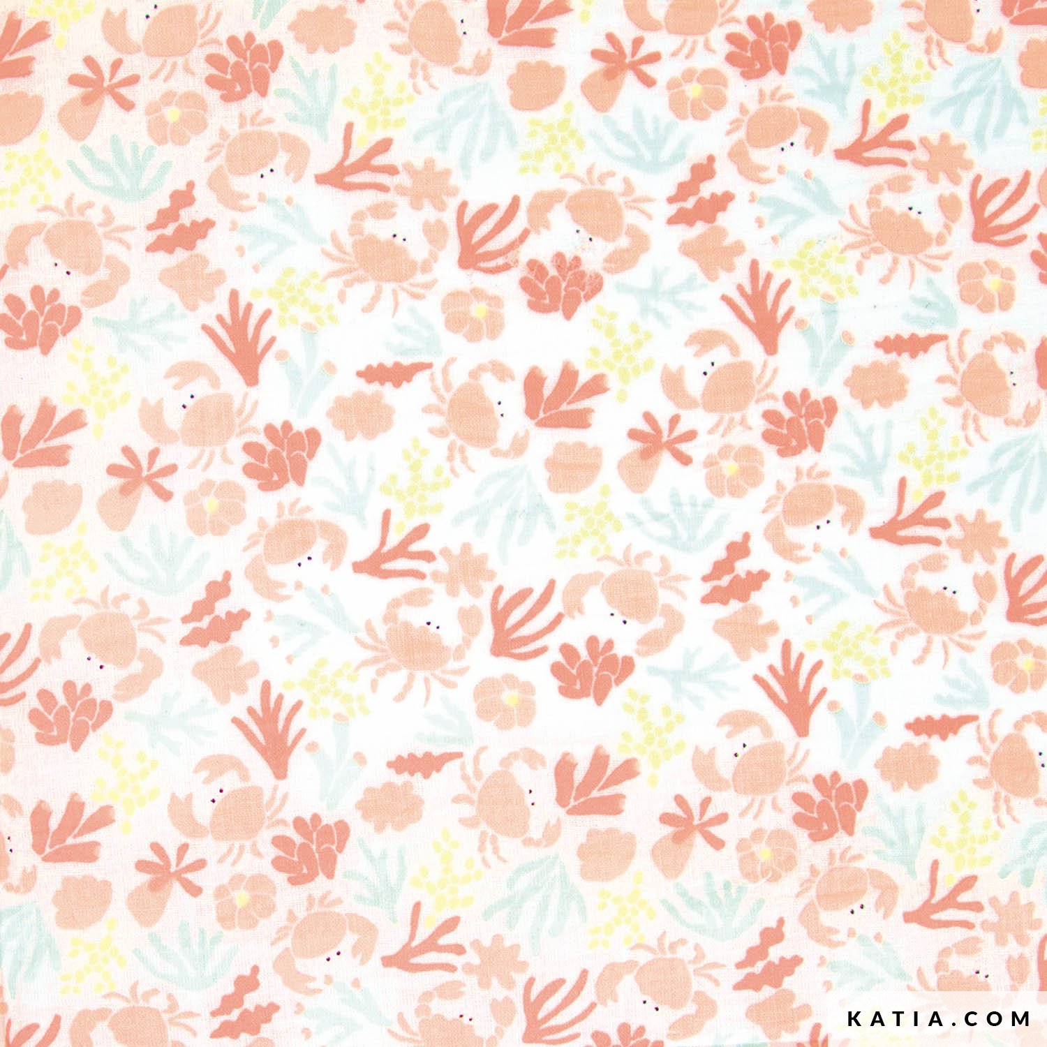 100 % cotton voile Flowers Print Crabs & Coral fabric - | Katia.com