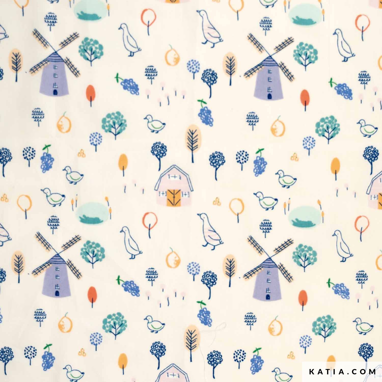Cotton Poplin Ducks Landscape fabric - Autumn / Winter | Katia.com