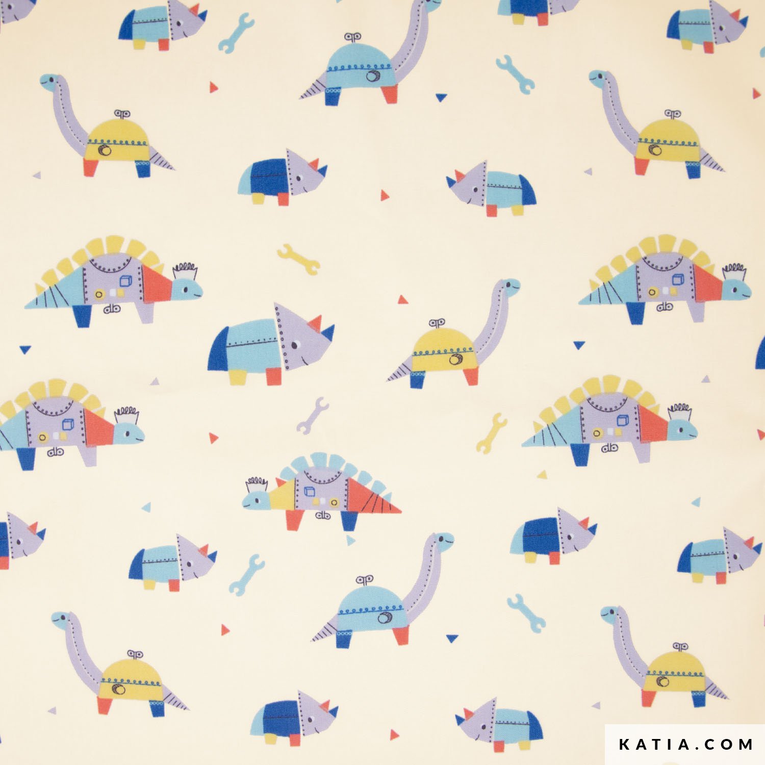 Popeline katoenen stof Poplin Dino Robots - Herfst / Winter | Katia.com