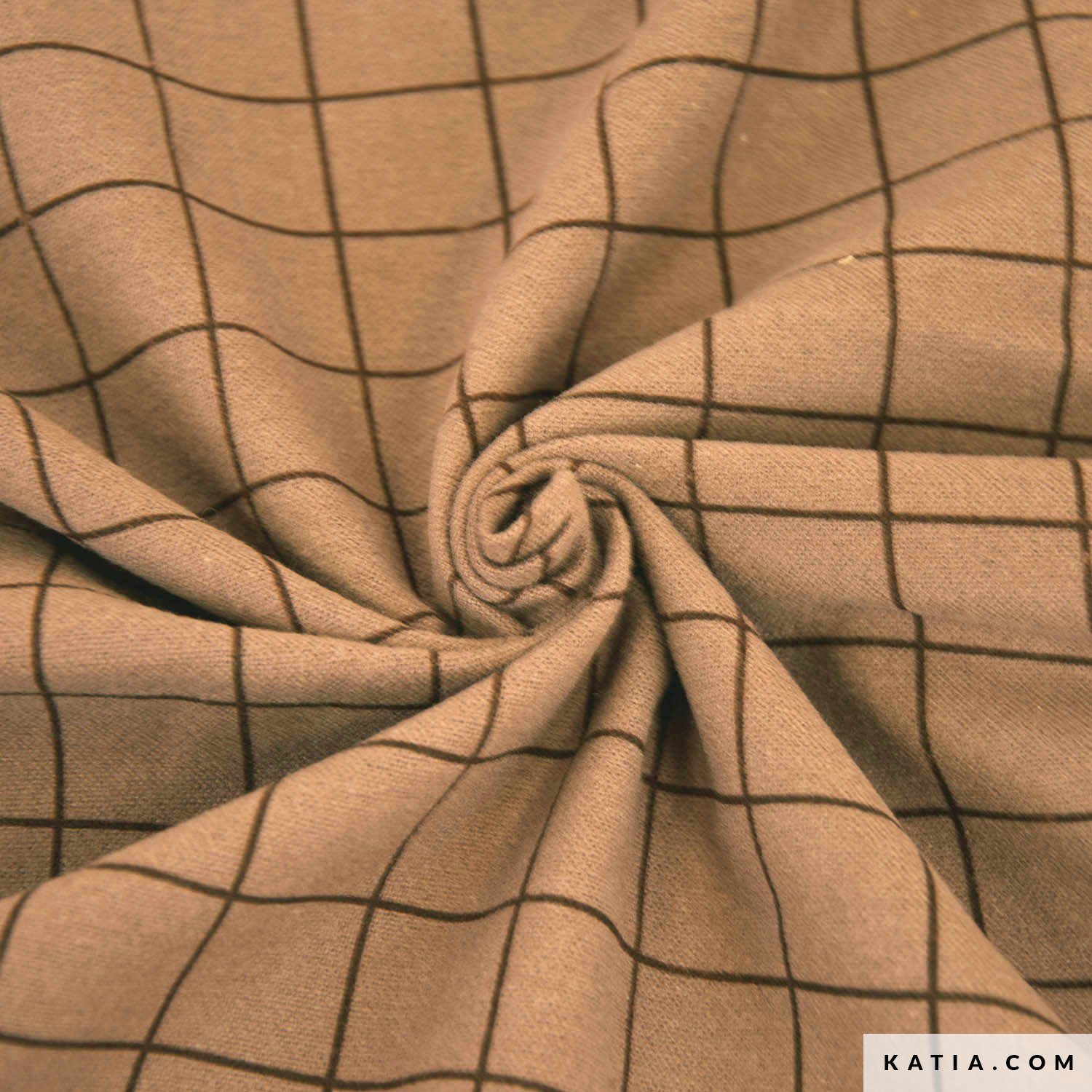 Brown checkered cotton flannel fabric - Autumn / Winter | Katia.com