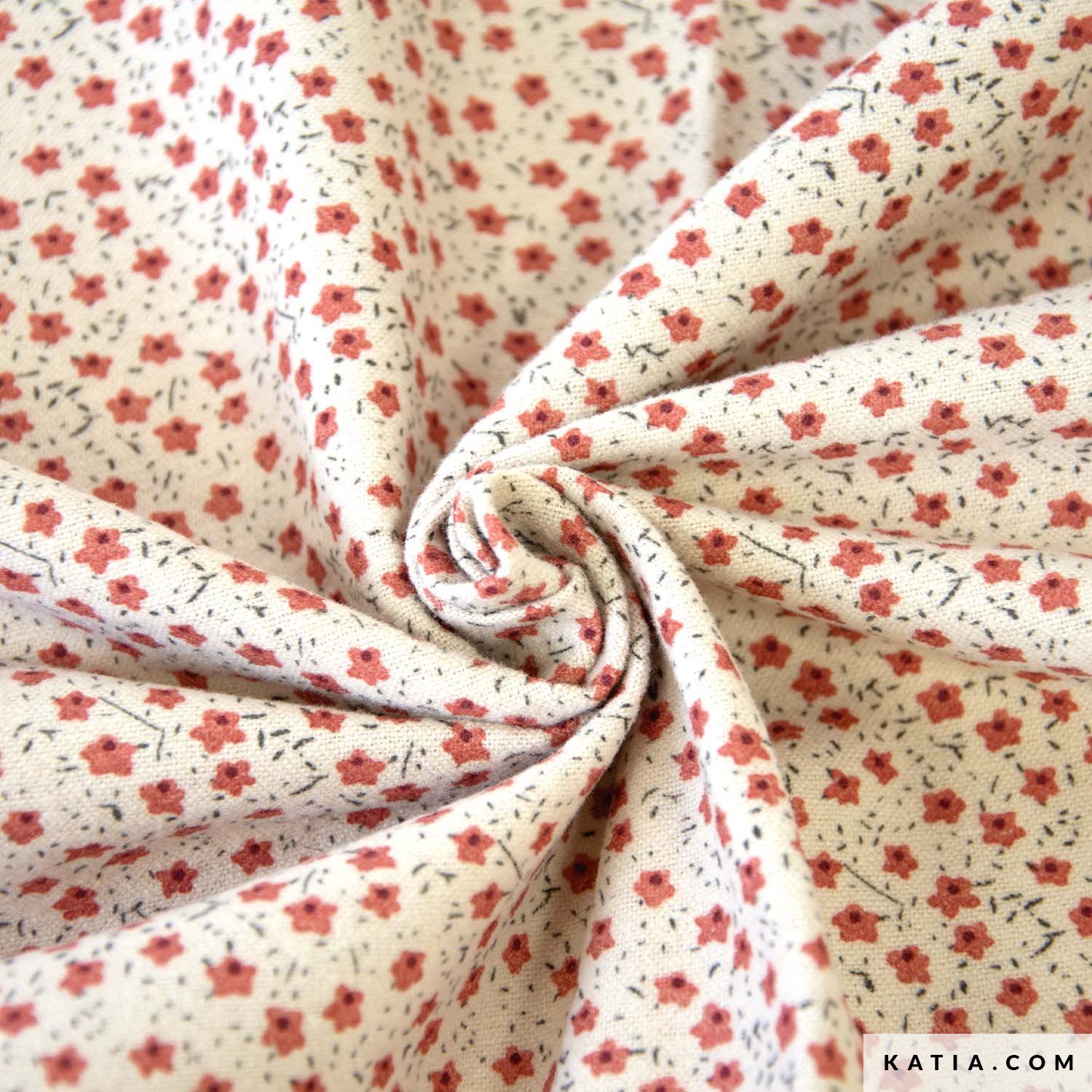 Camellia flowers cotton flannel fabric - Autumn / Winter | Katia.com