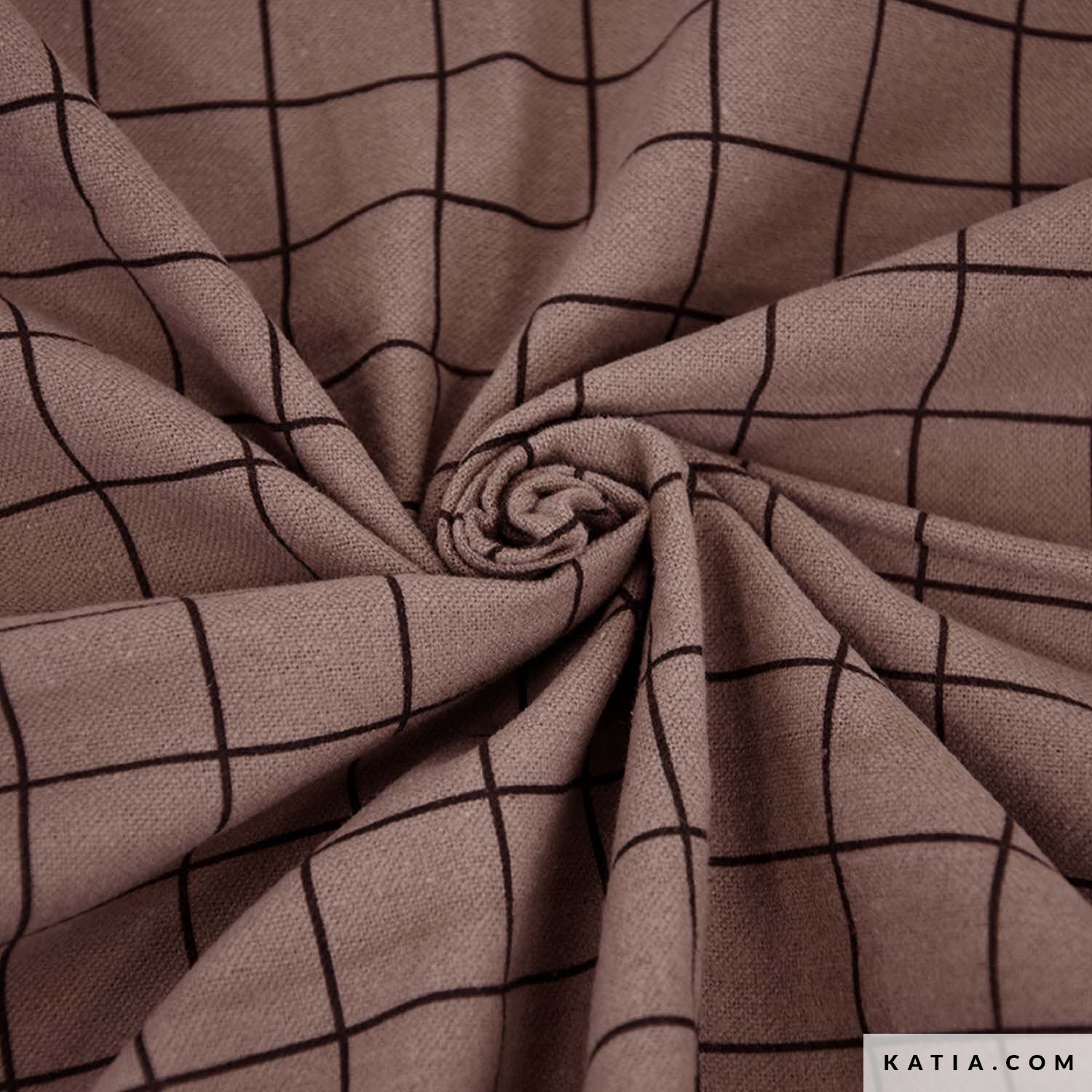 Coffee checkered cotton flannel fabric - Autumn / Winter | Katia.com