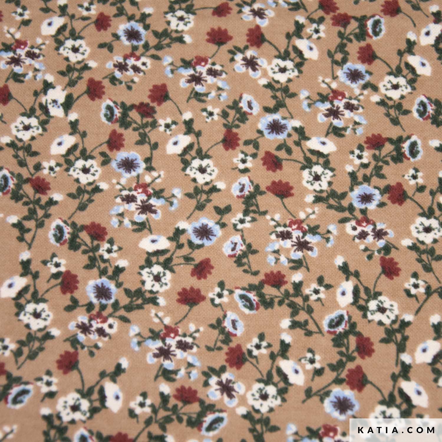 Floral cotton flannel fabric - Autumn / Winter | Katia.com