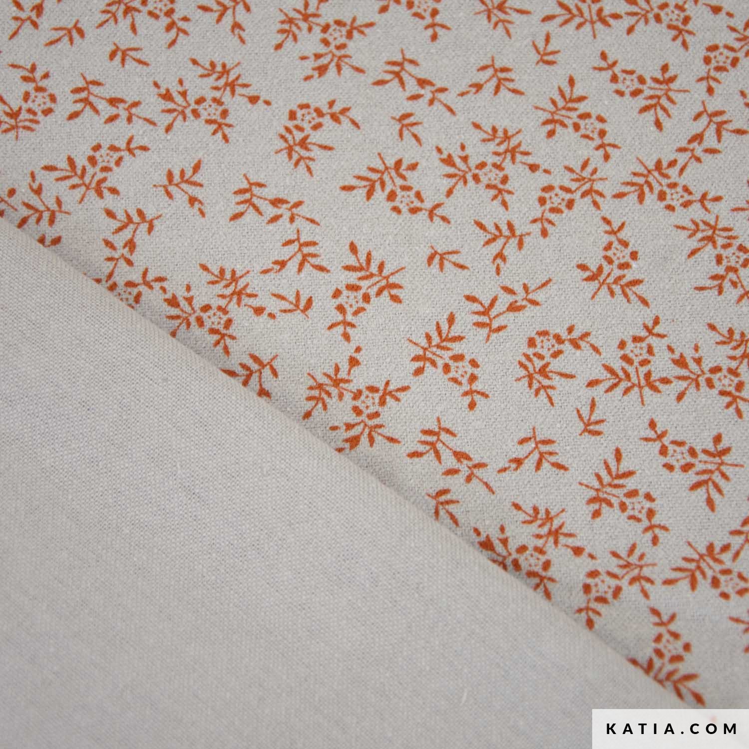 Leaves print cotton flannel fabric - Autumn / Winter | Katia.com
