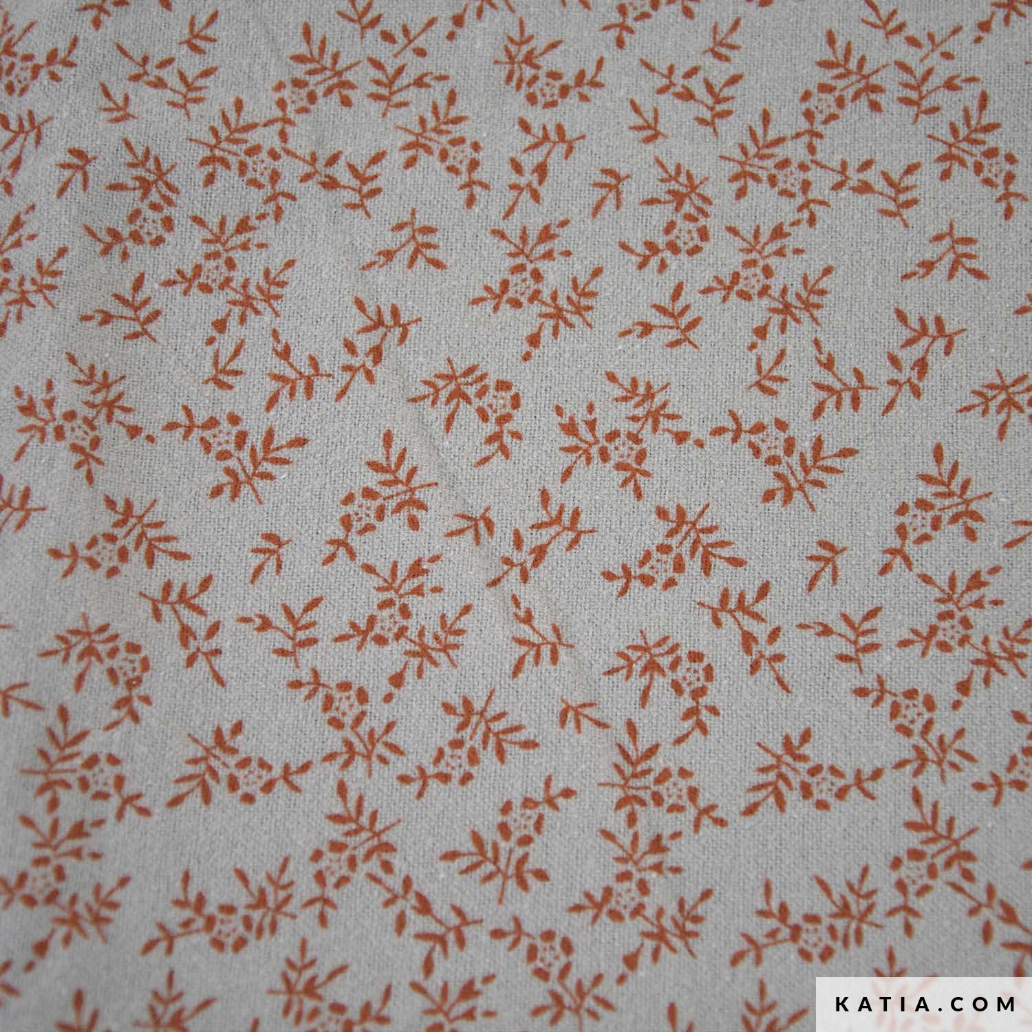 Leaves print cotton flannel fabric - Autumn / Winter | Katia.com