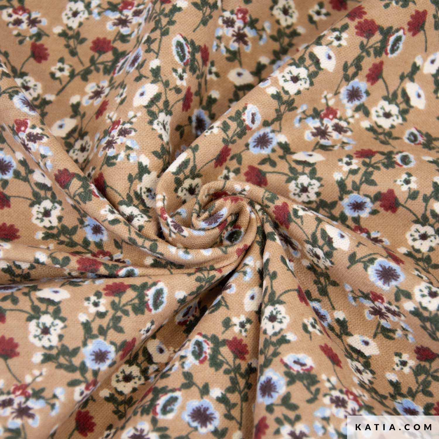 Tela de franela de algodón flores de colores - Otoño / Invierno | Katia.com