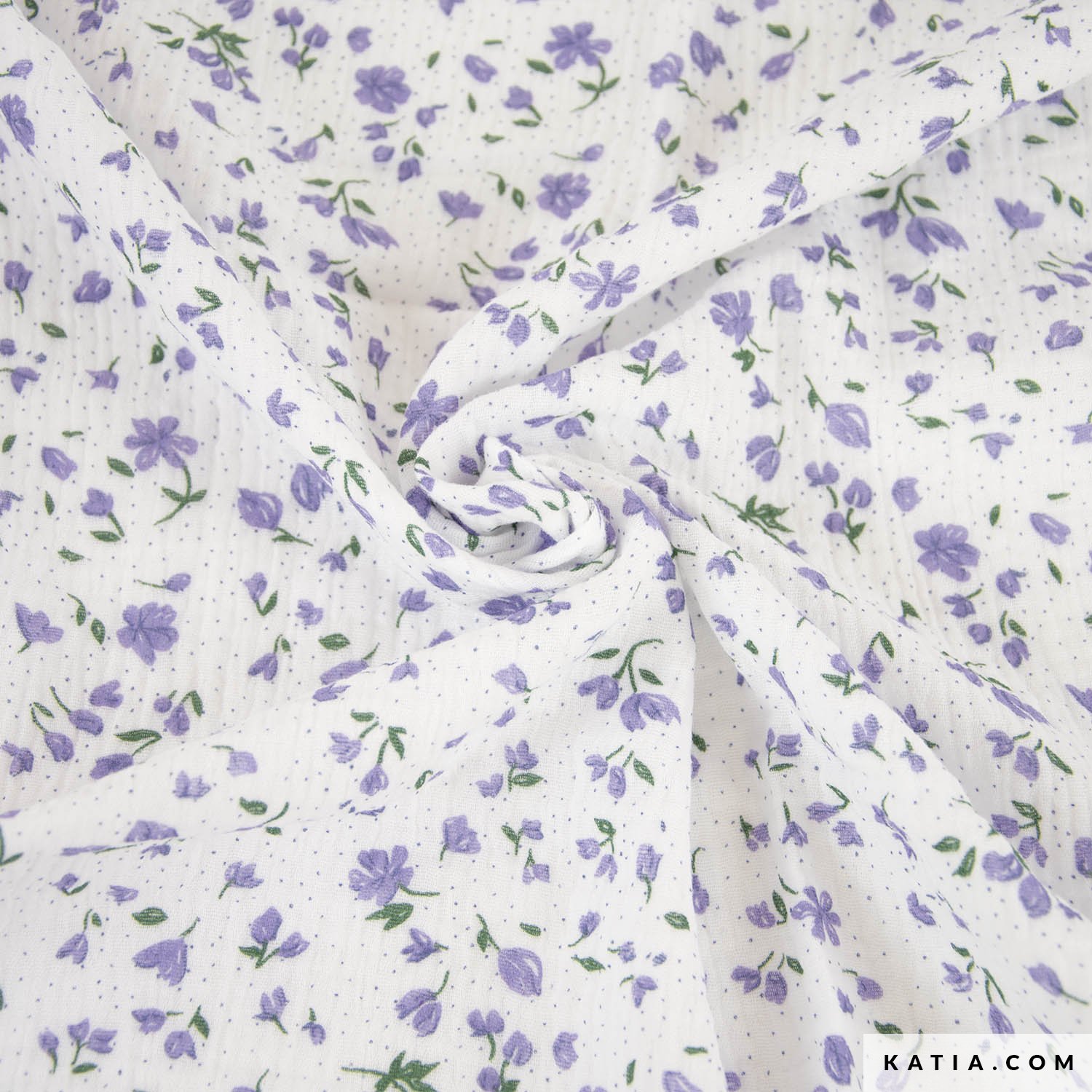Nordic Flowers Cotton Muslin Fabric - | Katia.com
