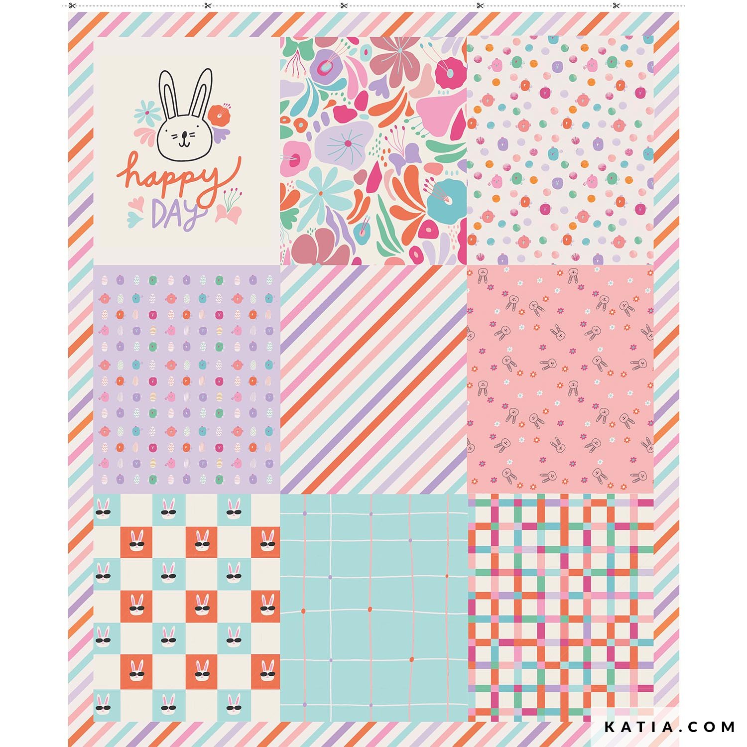 AW Patchwork cotton fabric panel - Spring / Summer | Katia.com