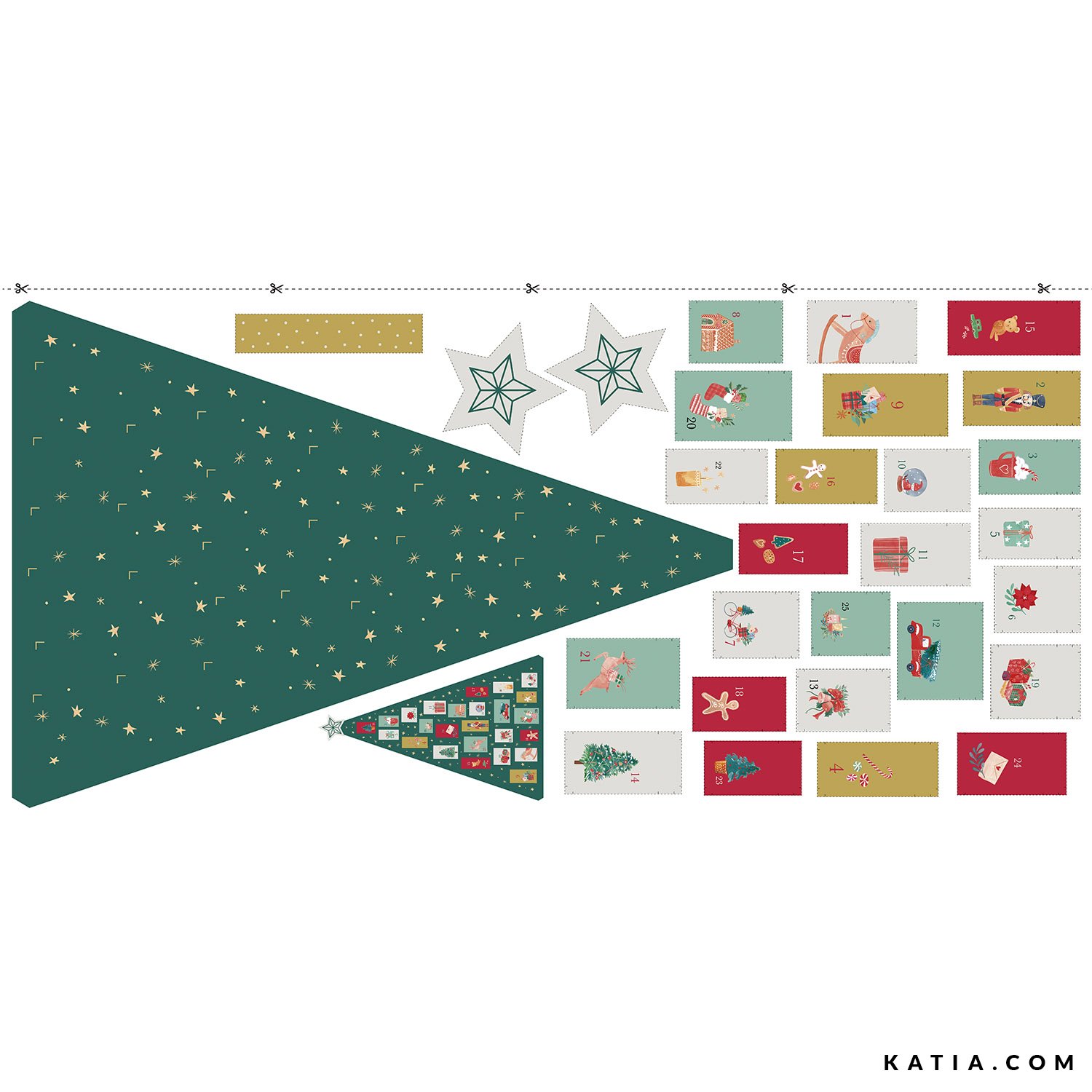 Pannello calendario dell'Avvento Retro Xmas - Autunno / Inverno | Katia.com