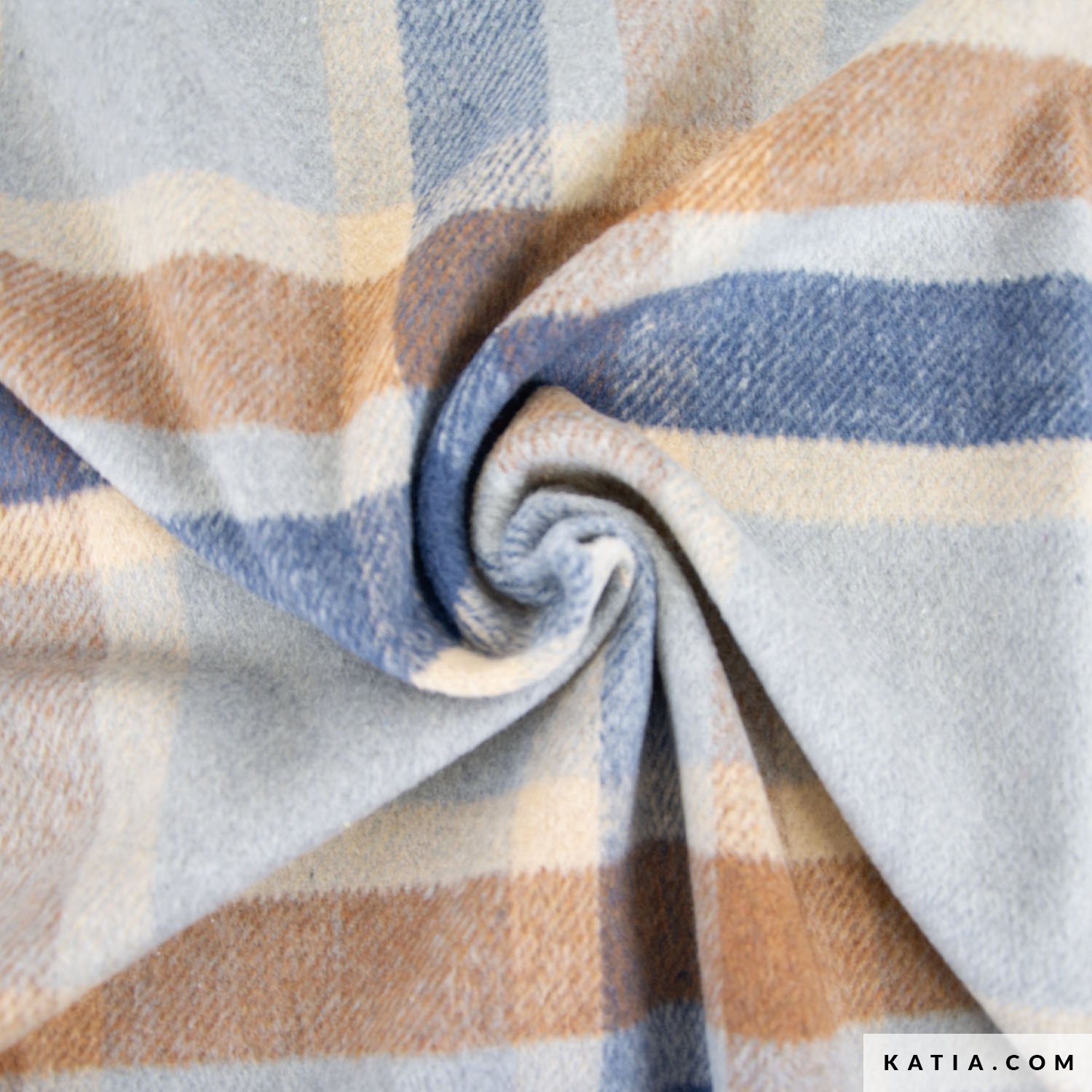 Checkered flannel fabric in blue and brown tones - Autumn / Winter ...