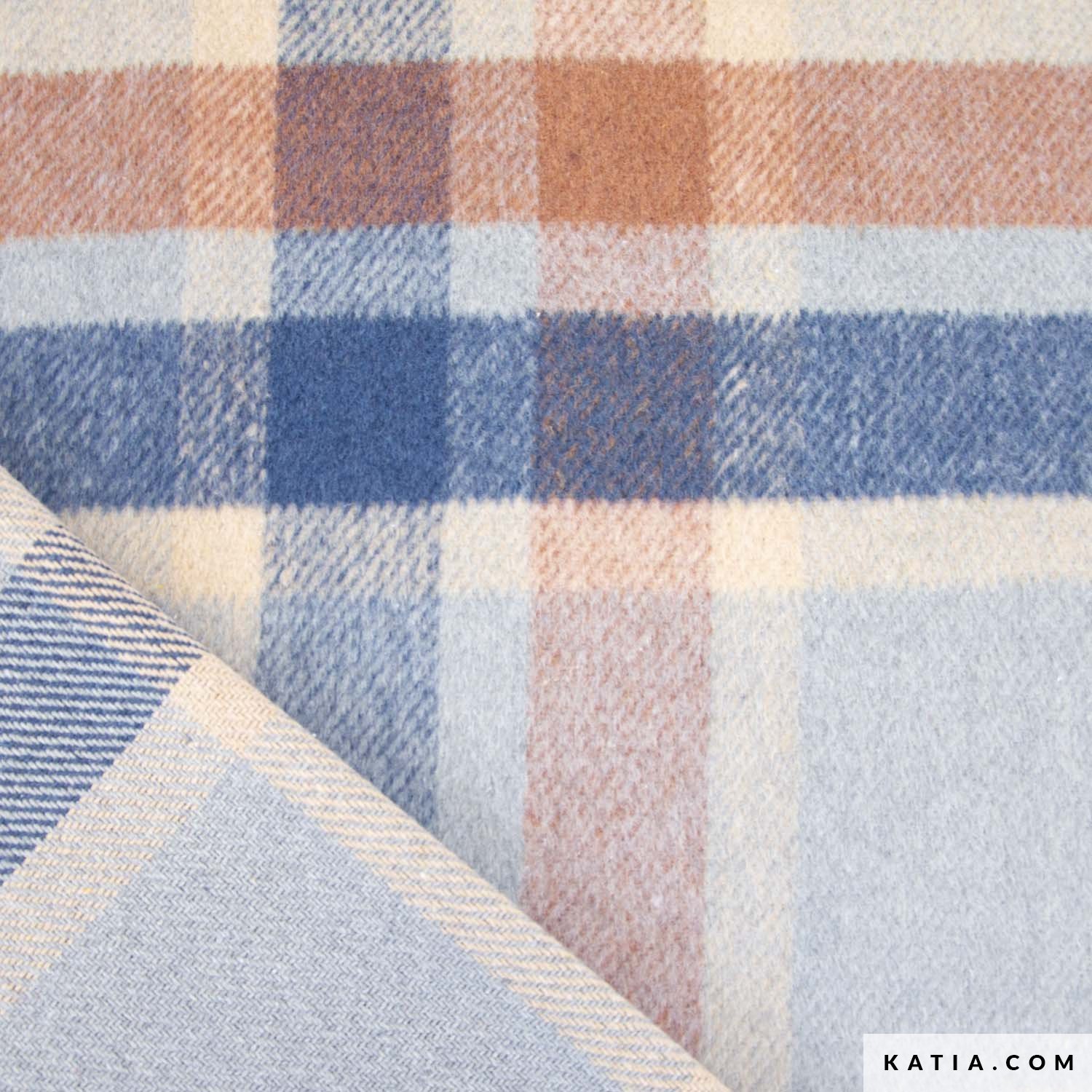 Checkered flannel fabric in blue and brown tones - Autumn / Winter ...