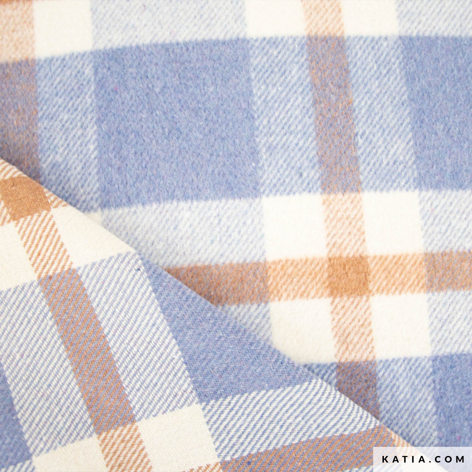 Checkered flannel fabric in blue and brown tones - Autumn / Winter ...