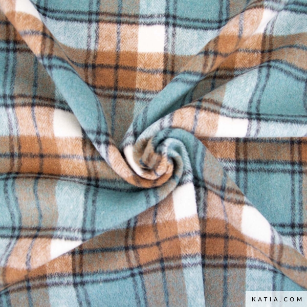 Checkered flannel fabric in green and brown tones - Autumn / Winter ...