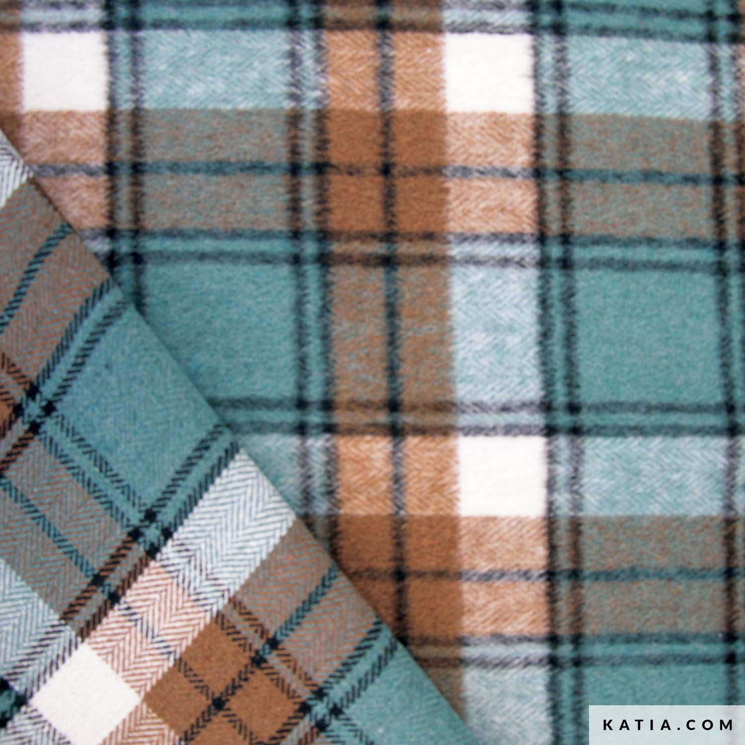 Checkered flannel fabric in green and brown tones - Autumn / Winter ...