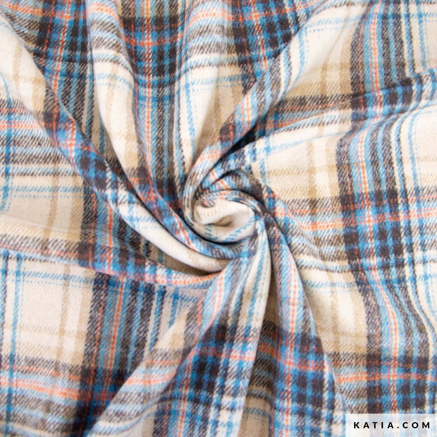 Checkered flannel fabric in blue and brown tones - Autumn / Winter ...