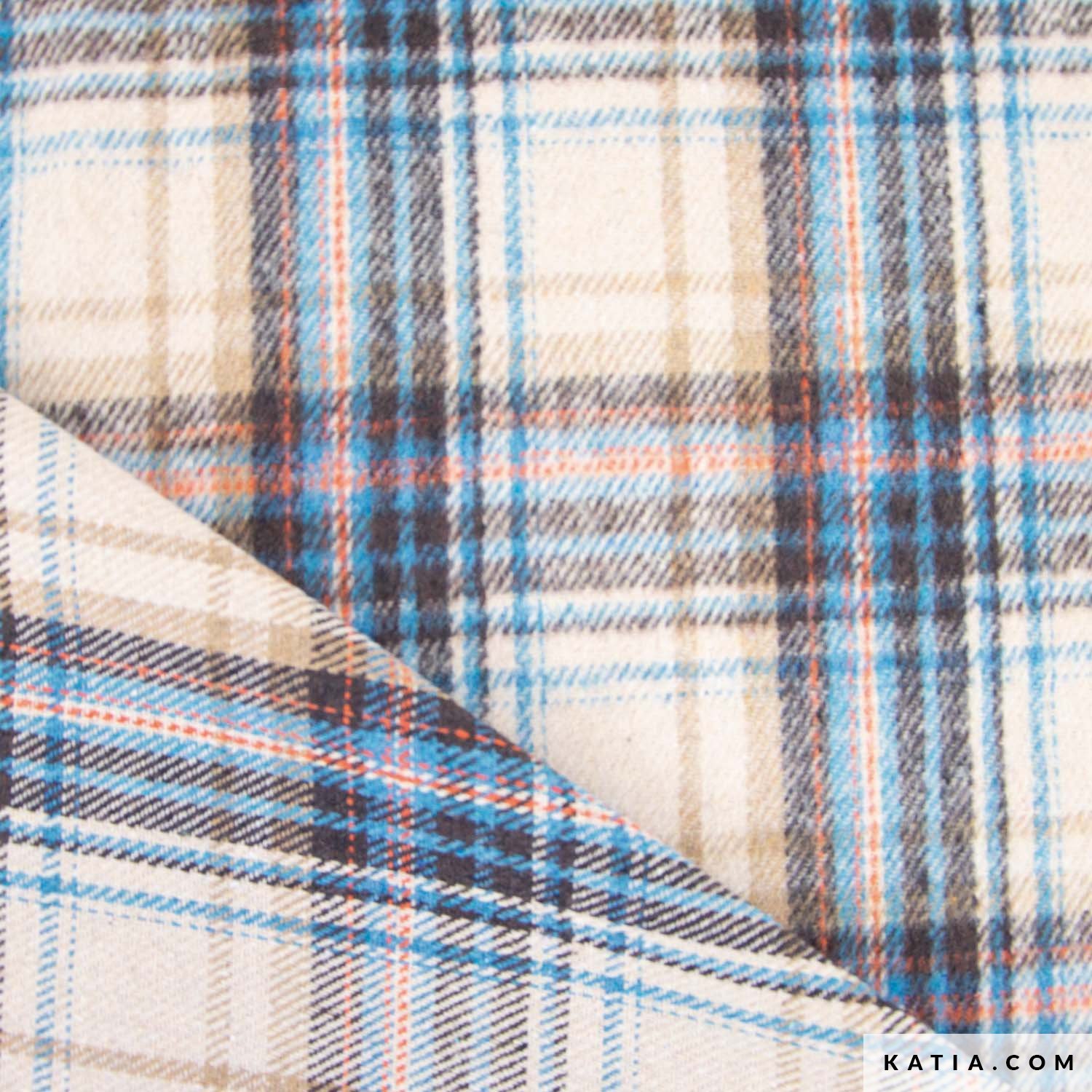 Checkered flannel fabric in blue and brown tones - Autumn / Winter ...