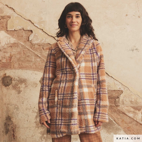 Autumn Plaid Sherpa Print sheepskin fabric - Autumn / Winter | Katia.com