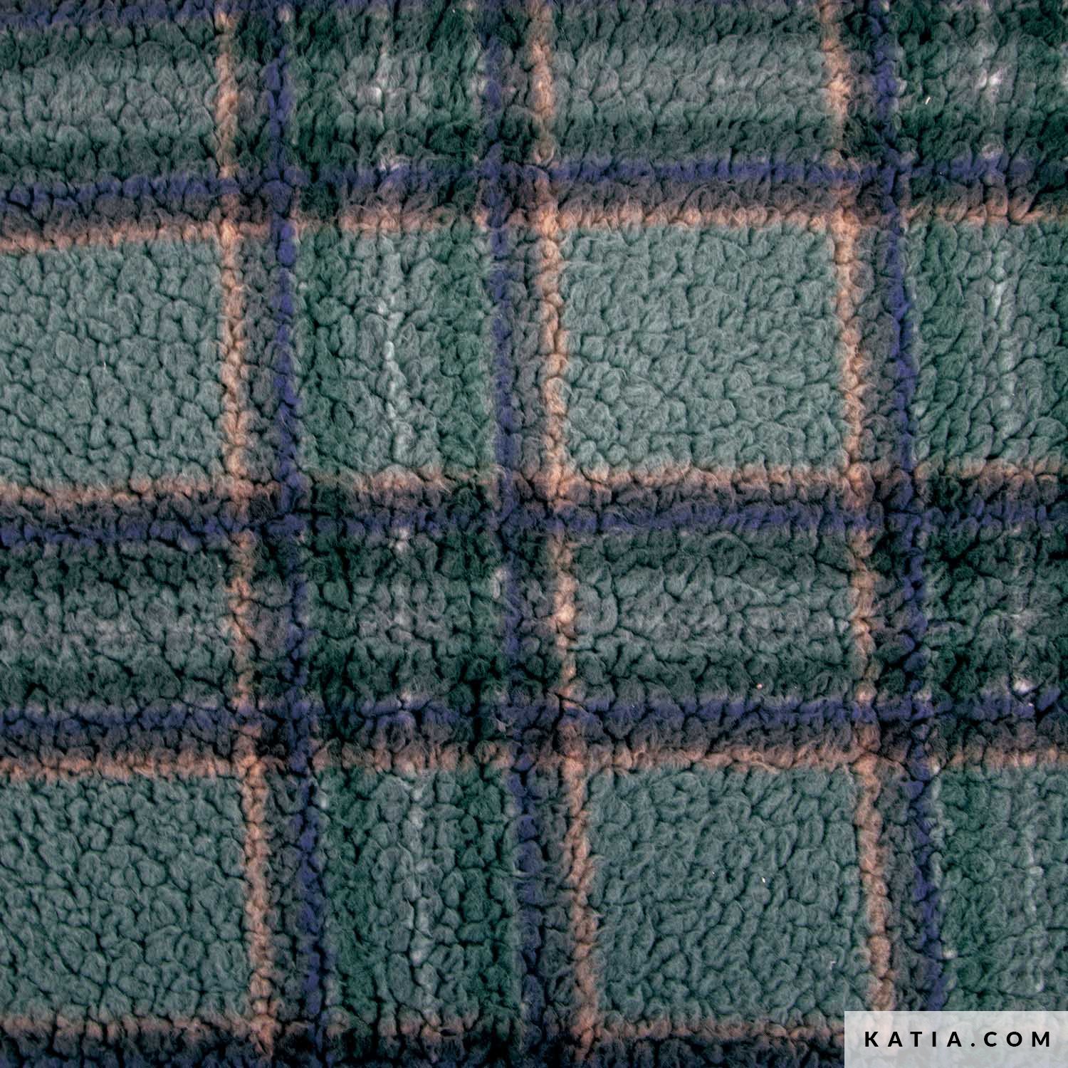 Forest Plaid Sherpa Print sheepskin fabric - Autumn / Winter | Katia.com