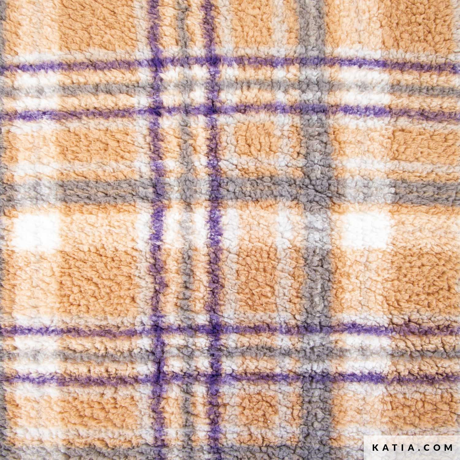 Tissu en fausse peau de mouton Print Autumn Plaid - Automne / Hiver ...
