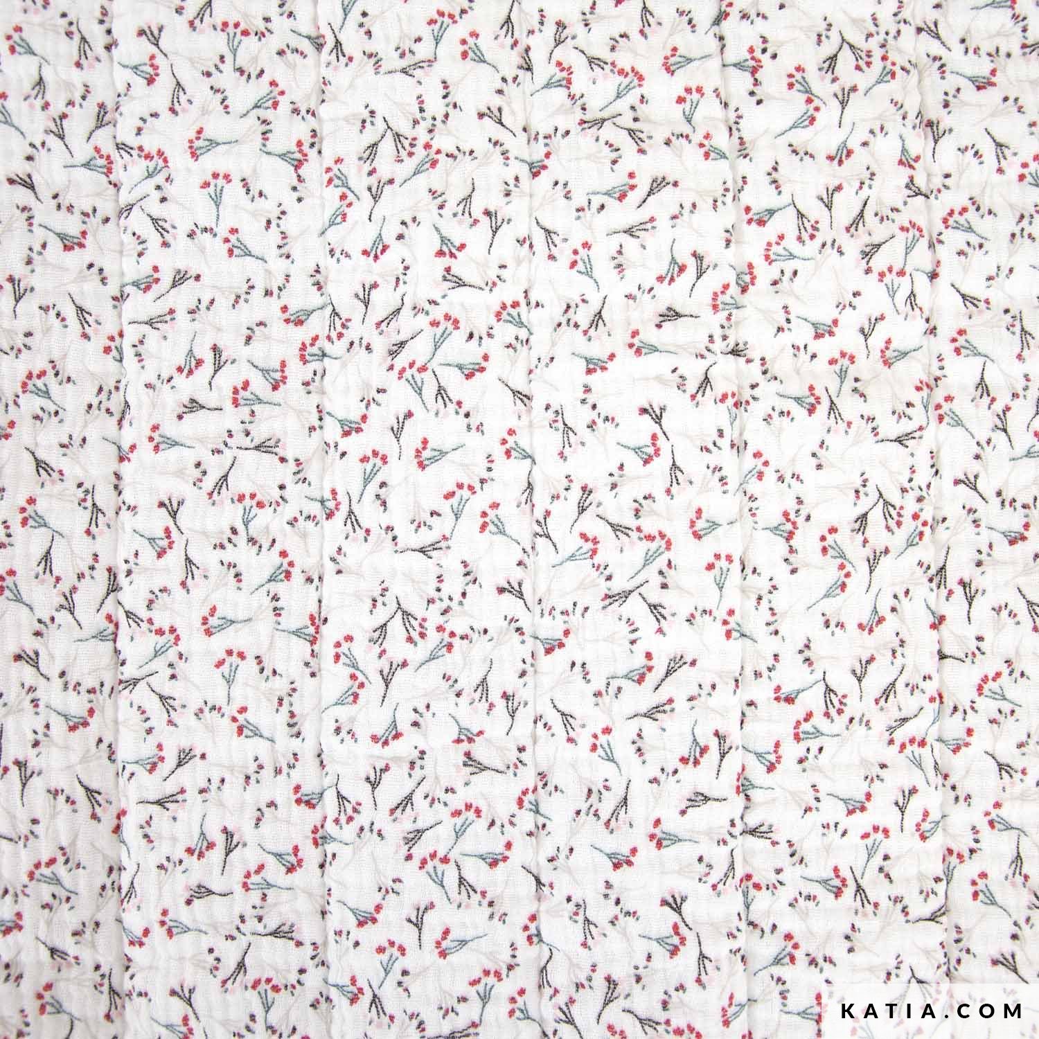 Padded Linen Flowers muslin padded fabric - Autumn / Winter | Katia.com