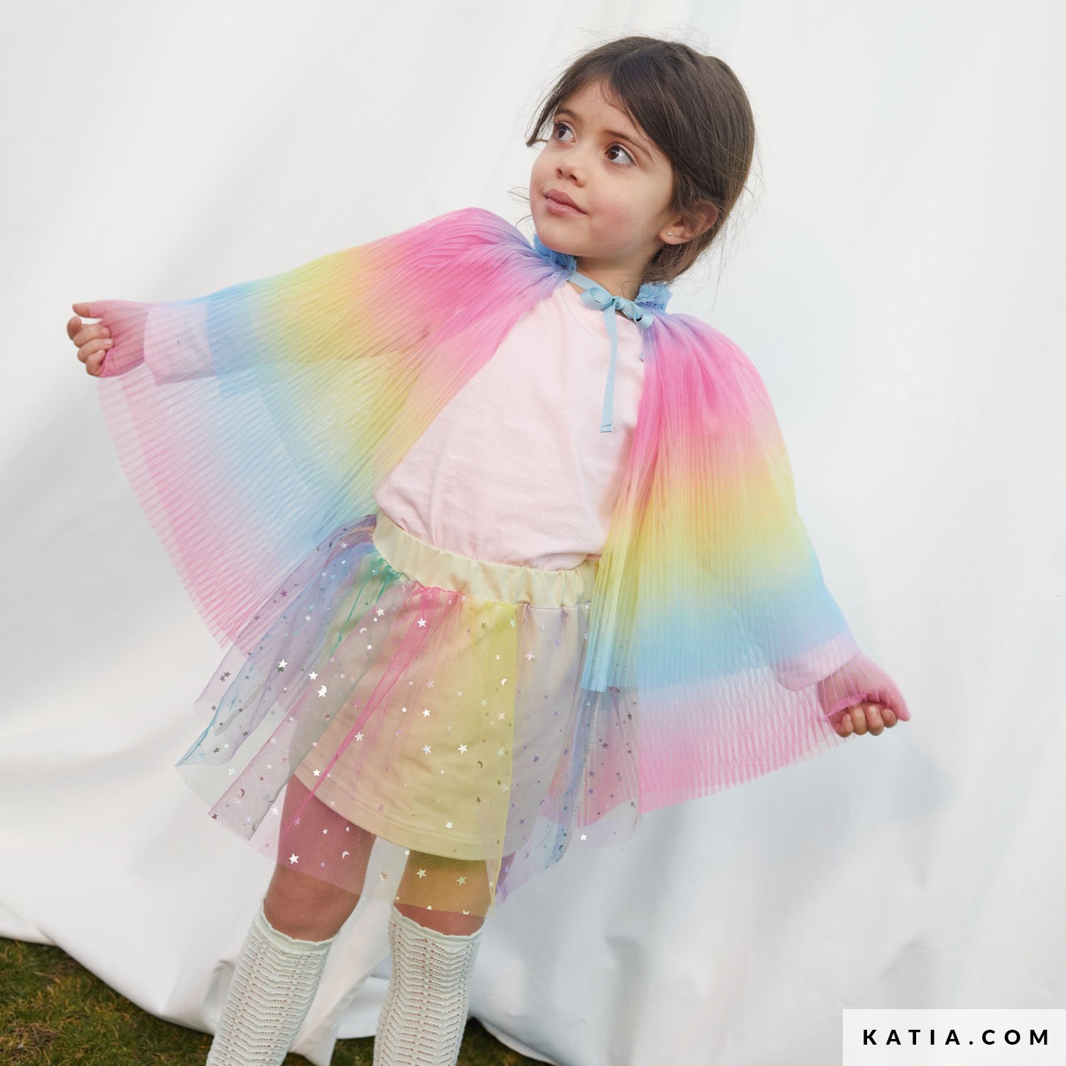 Soft Multi-colour Tulle Rainbow Dots Fabric - Autumn / Winter | Katia.com