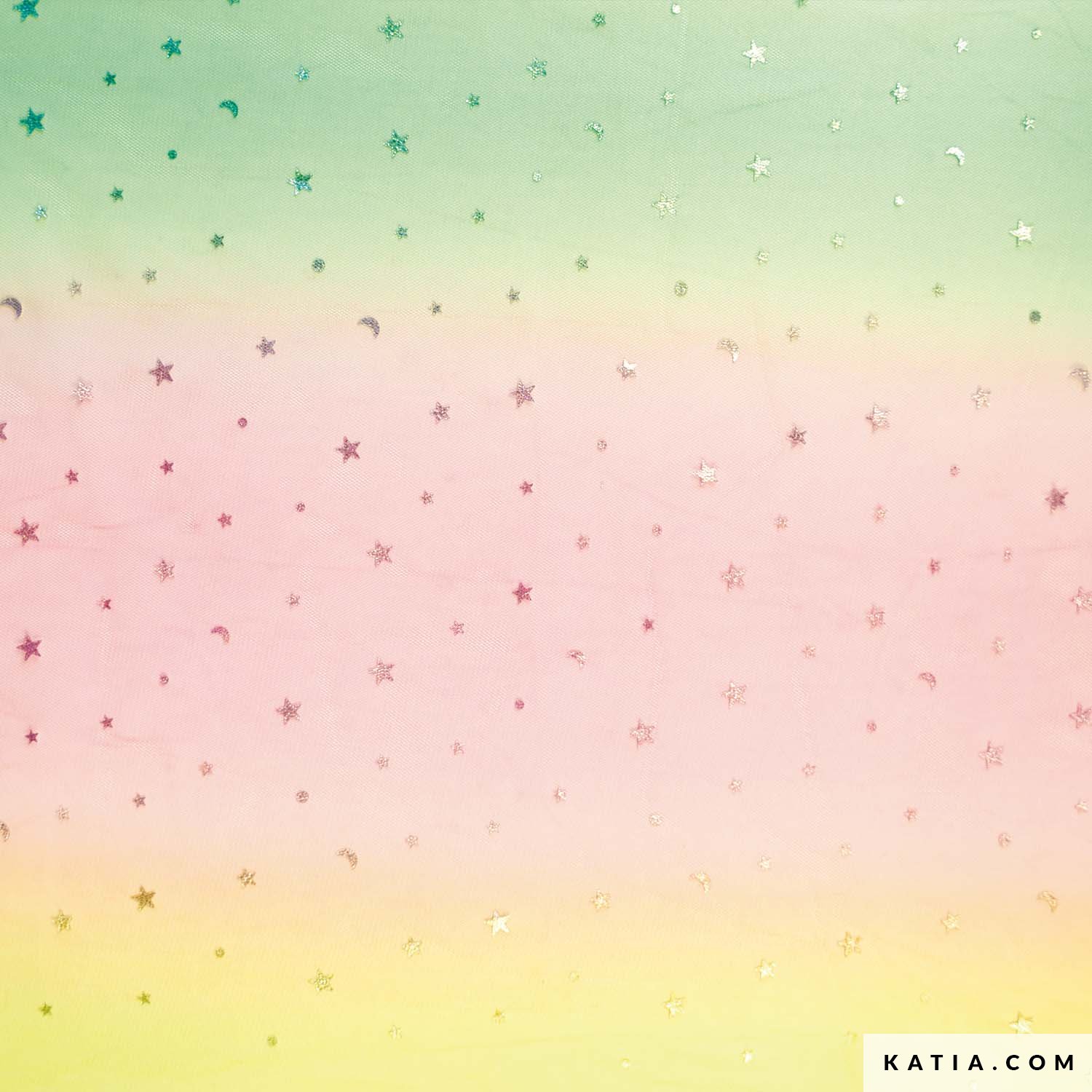 Soft Multi-colour Tulle Rainbow Stars Fabric - Autumn / Winter | Katia.com