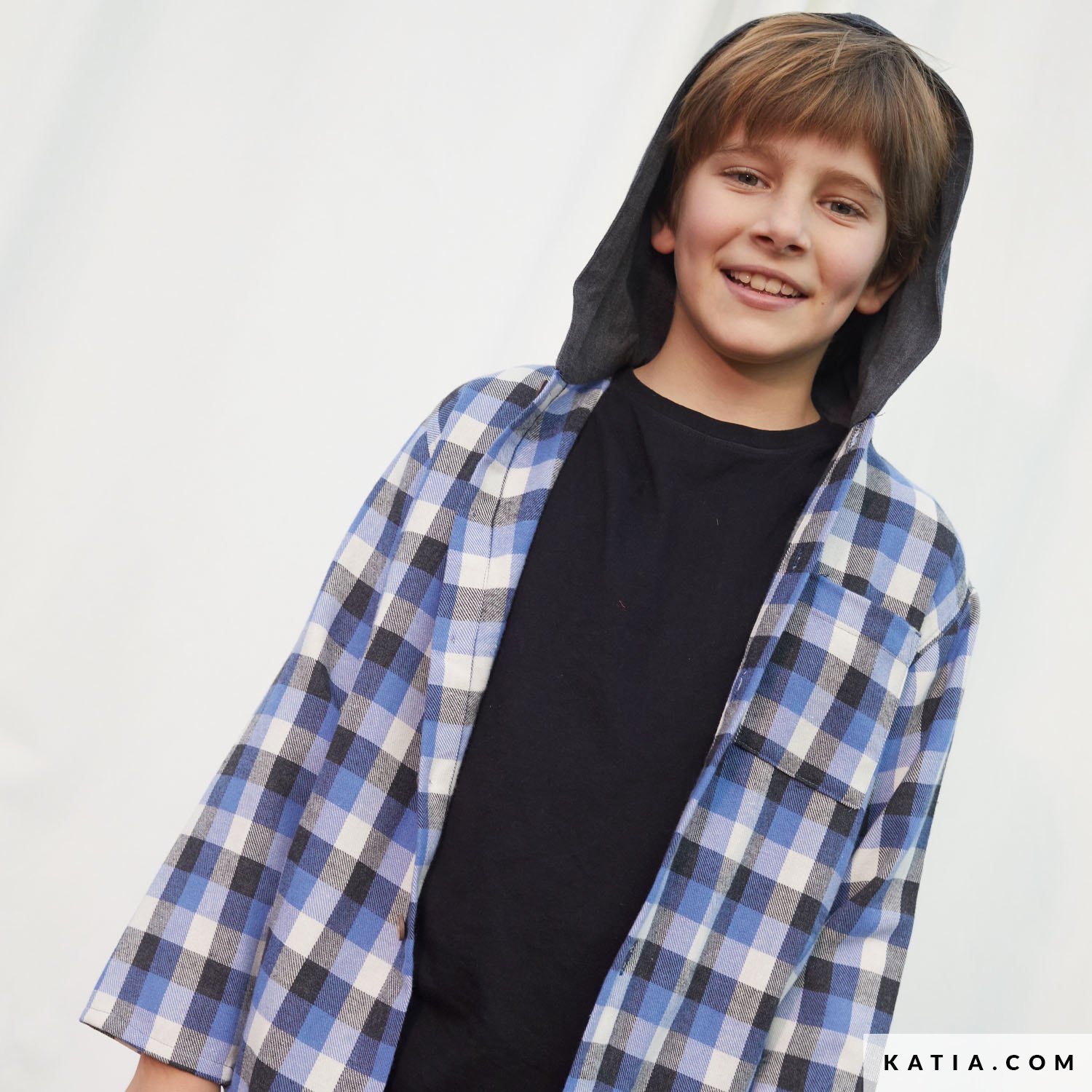 Recycled Tri-colour Checked Vichy Fabric in Denim Blues - Autumn ...