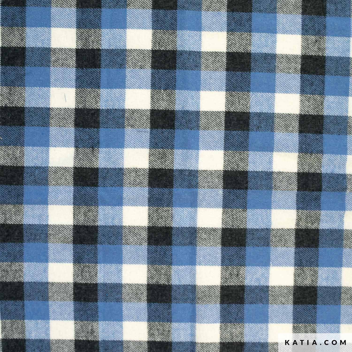 Recycled Tri-colour Checked Vichy Fabric in Denim Blues - Autumn ...