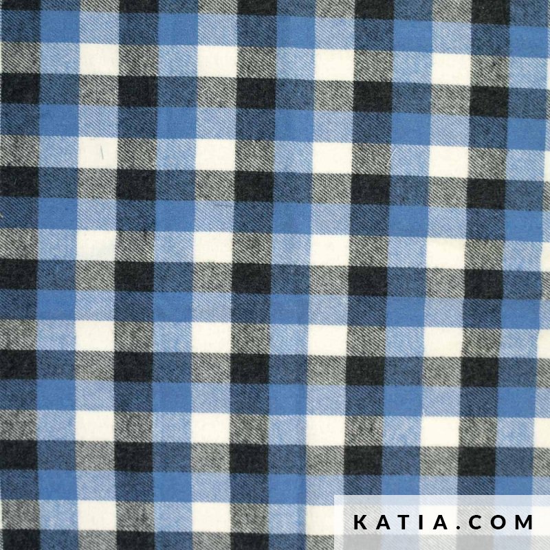 Recycled Tri-colour Checked Vichy Fabric in Denim Blues - Autumn ...