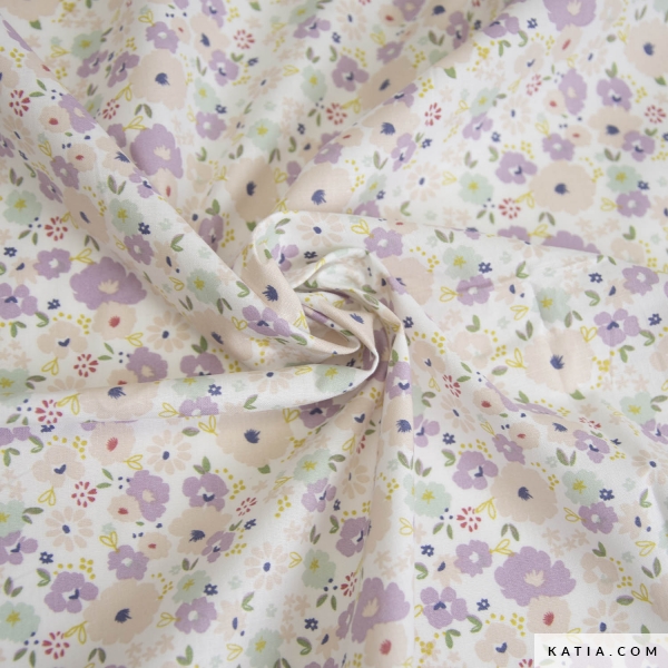 Lilac Flowers Print cotton Poplin fabric - Spring / Summer | Katia.com