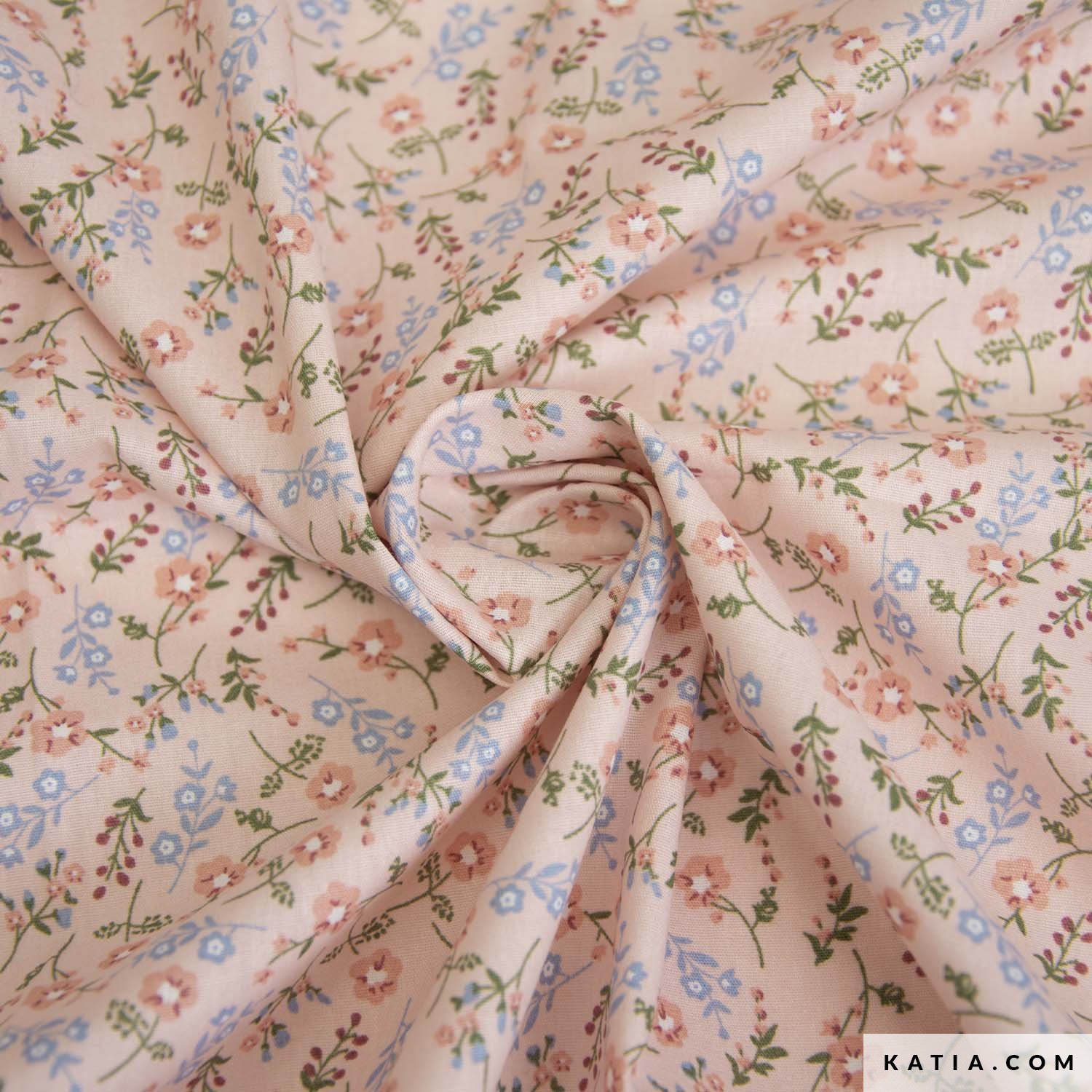 Poplin Light Rustic Pink Print katoenen stof - Lente / Zomer | Katia.com