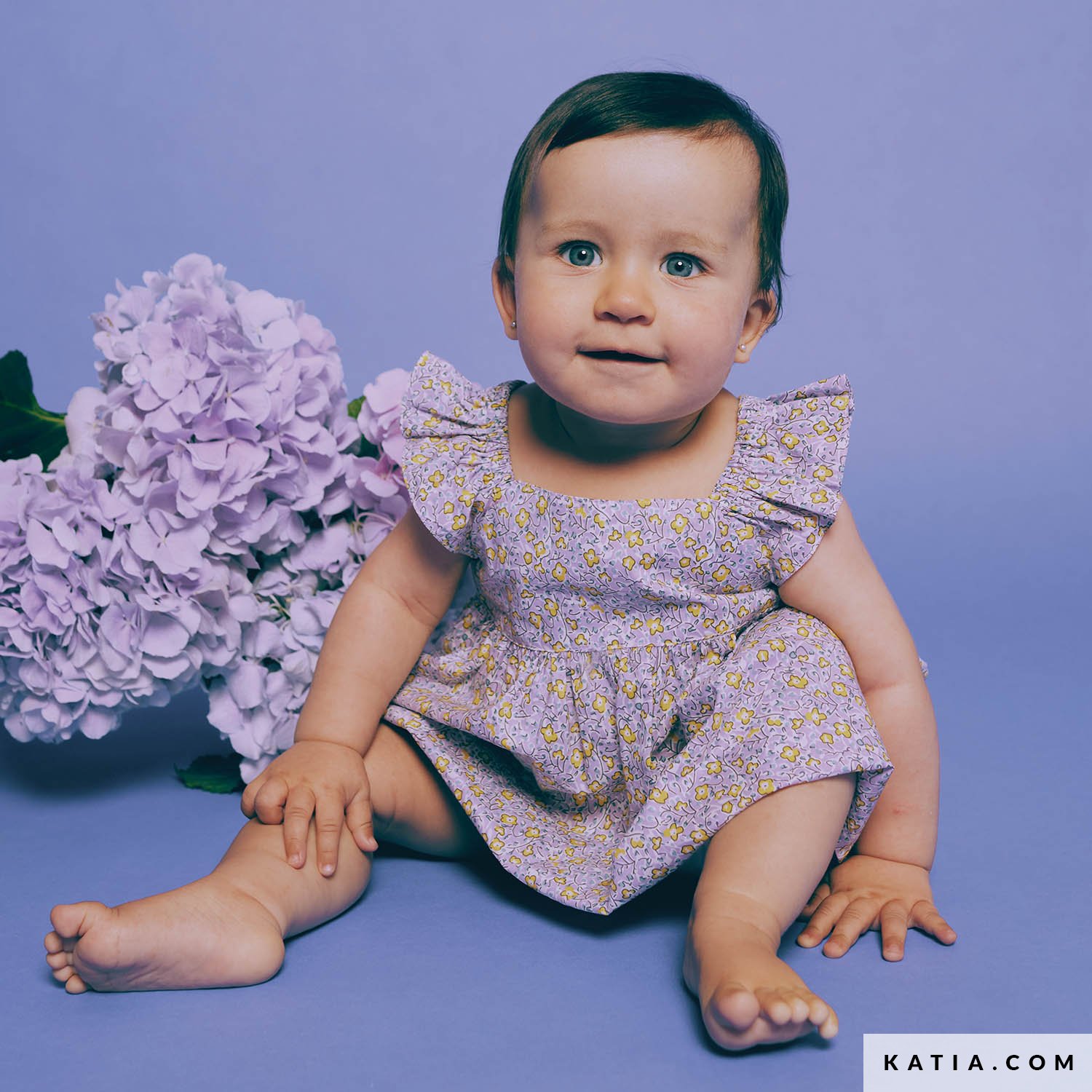 Sun & Lilac Flowers Light Cotton Poplin Fabric - Spring / Summer ...