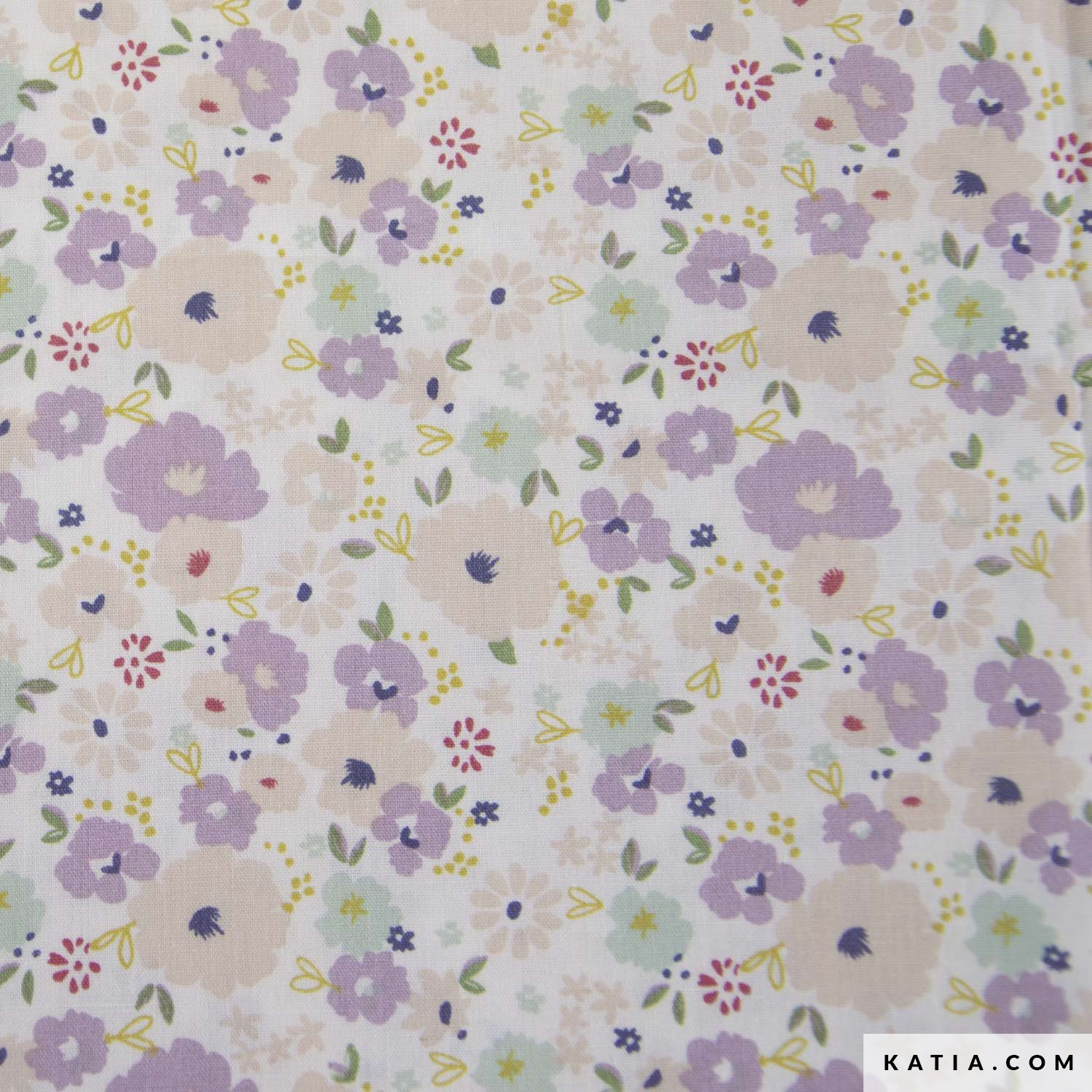 Tela de algodón Poplin Light Print Lilac Flowers - Primavera / Verano ...