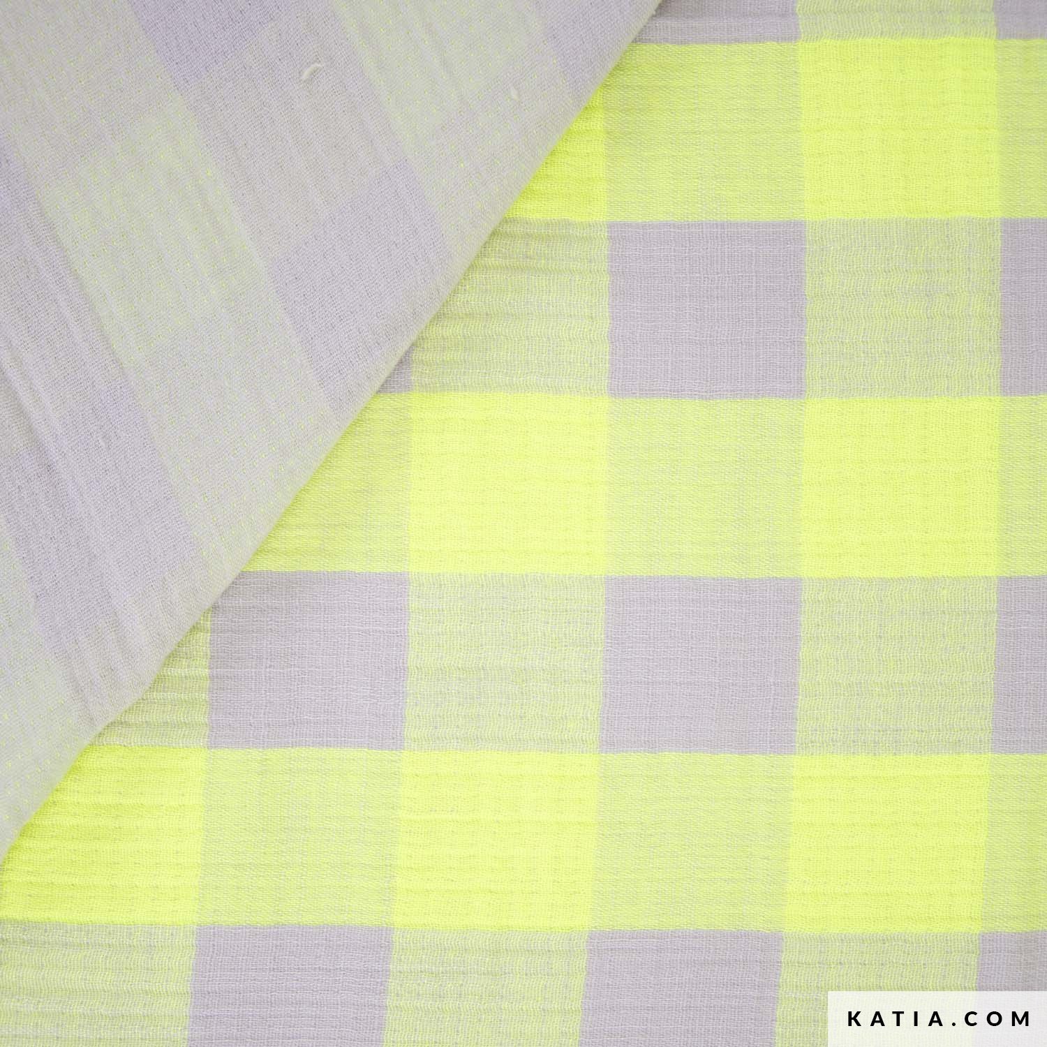 Musselin-Stoff Fluor Square Neon & Linen - Frühjahr / Sommer | Katia.com