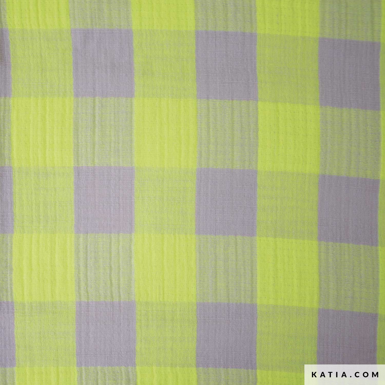 Musselin-Stoff Fluor Square Neon & Linen - Frühjahr / Sommer | Katia.com