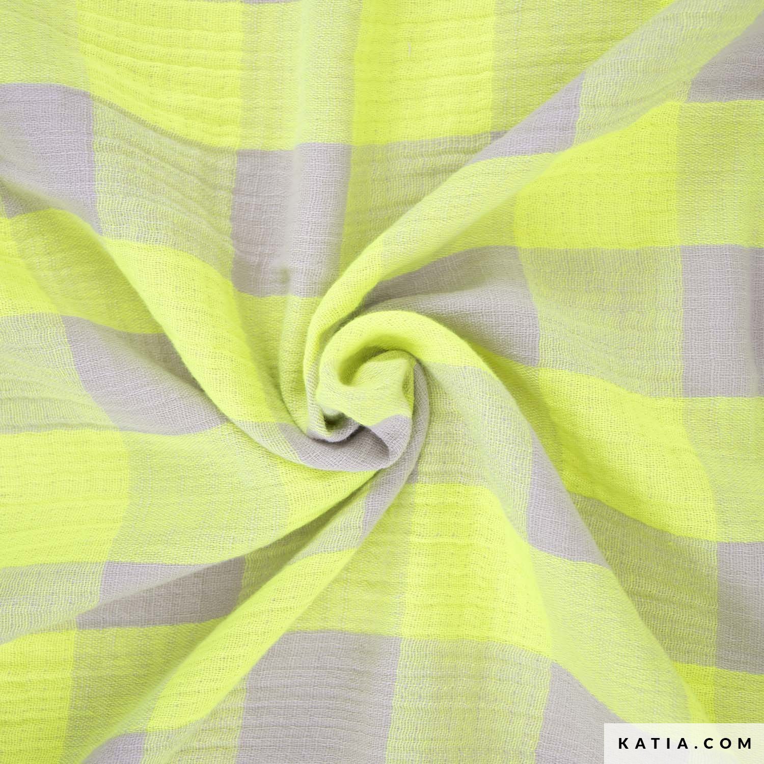 Neon Coral Fluor Square muslin fabric - Spring / Summer | Katia.com