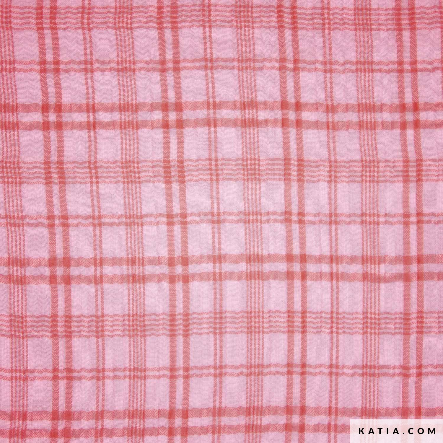 Musselin-Stoff Neon Plaid Fuchsia Fluor - Frühjahr / Sommer | Katia.com