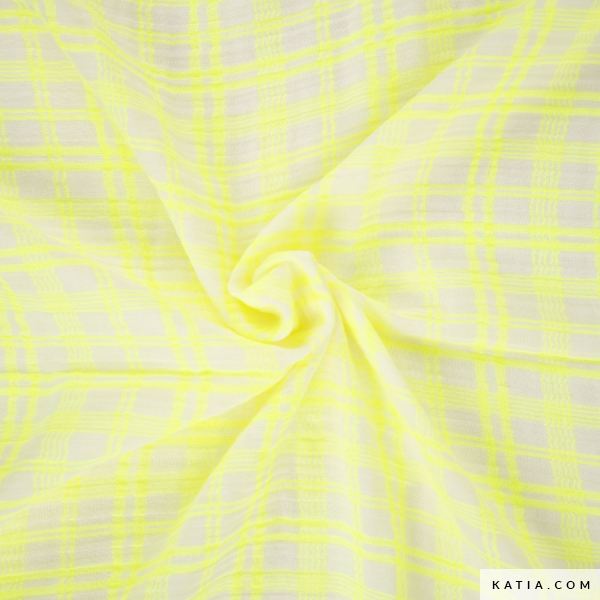 Musselin-Stoff Neon Plaid Neon & Cream - Frühjahr / Sommer | Katia.com