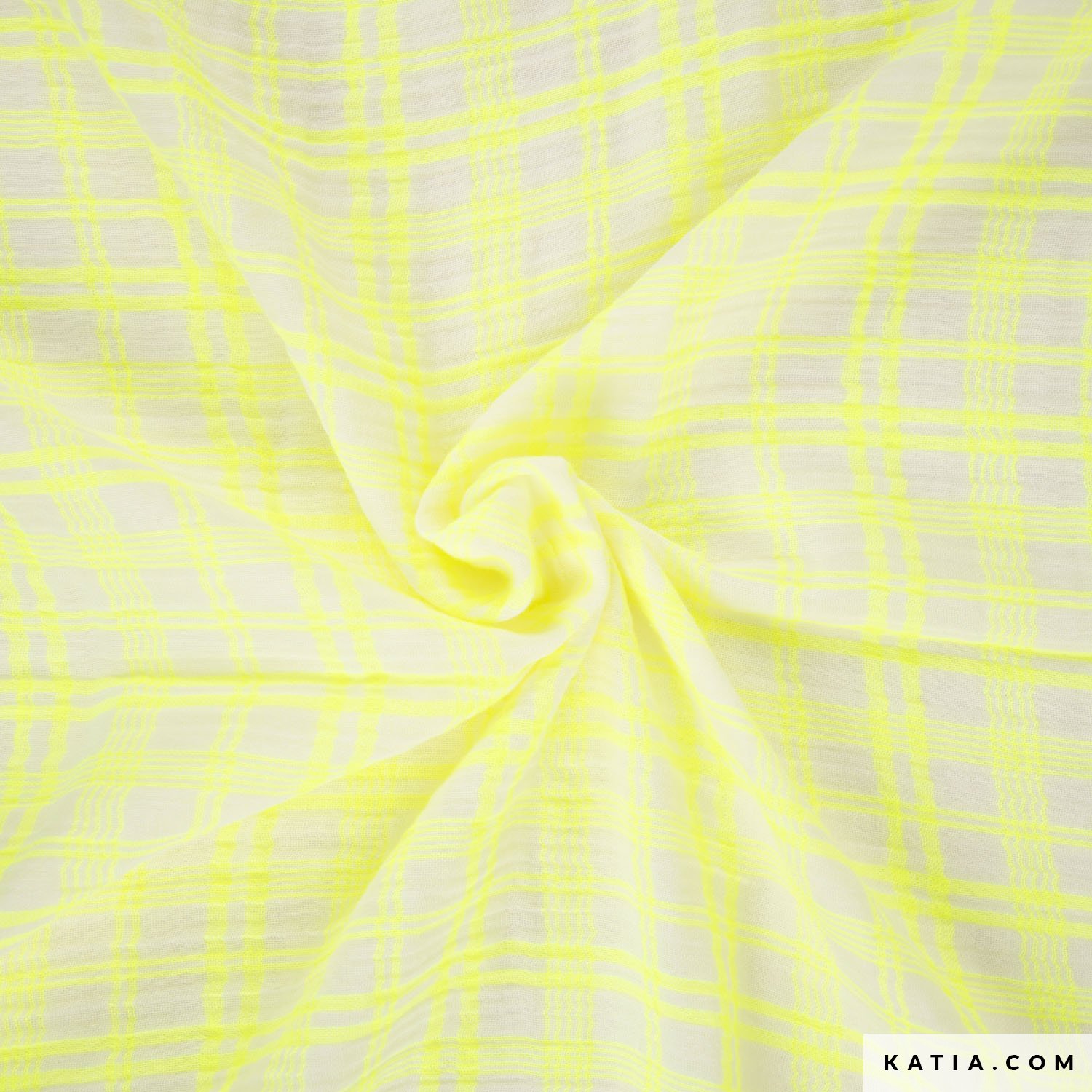 Neon & Cream Neon Plaid mousseline stof - Lente / Zomer | Katia.com
