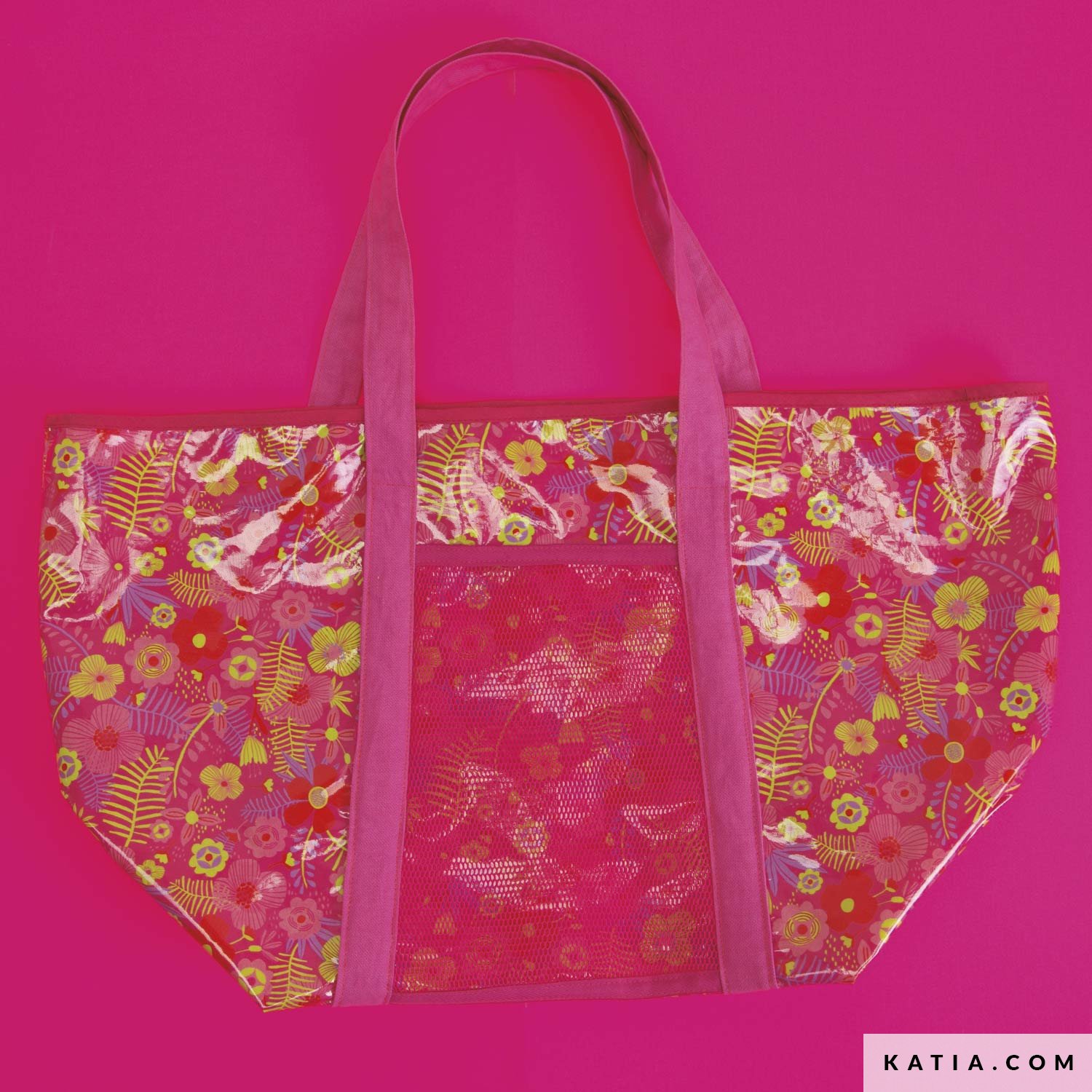 Tropical Fuchsia PU Laminated Cotton fabric - | Katia.com