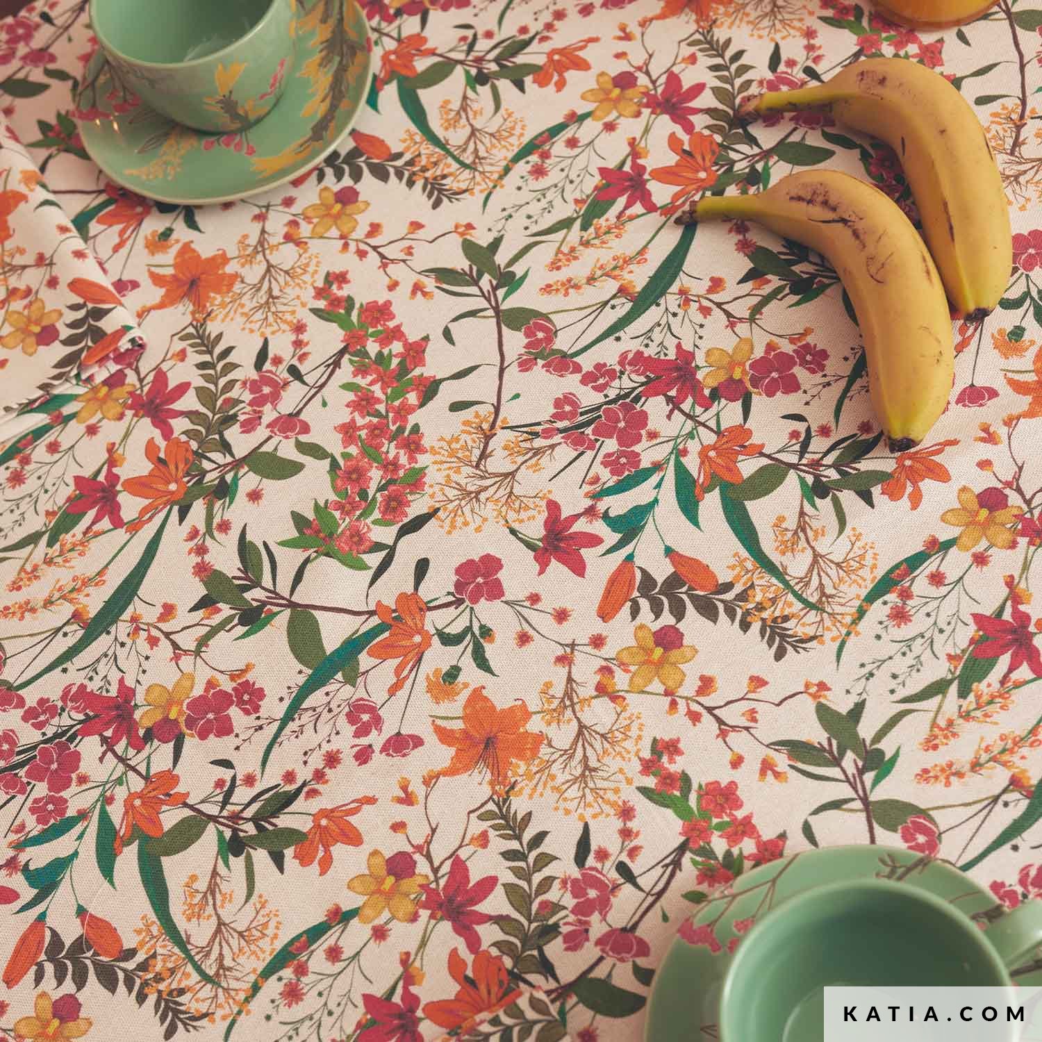 Colorful flowers recycled canvas fabric - | Katia.com