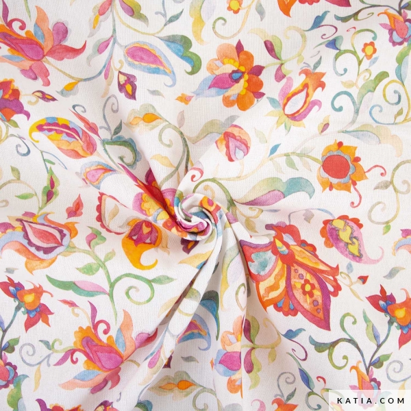 Spring Time Print Recycled Canvas Fabric - | Katia.com