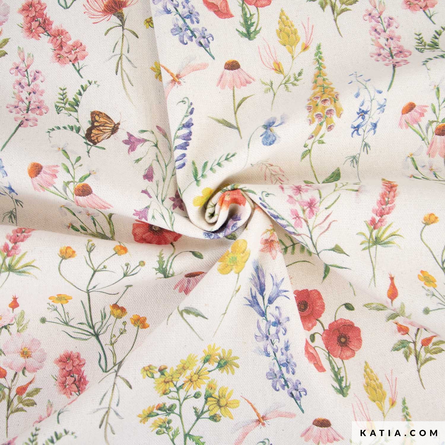 Summer Time Print Recycled Canvas Fabric - | Katia.com